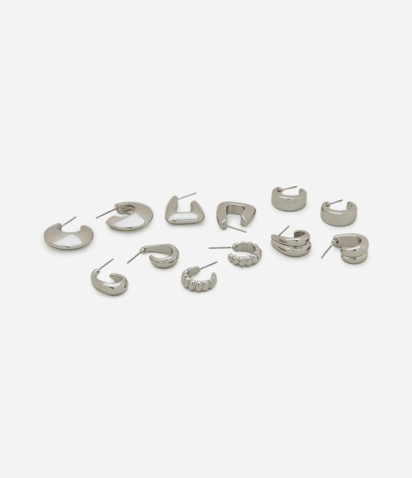 Kit 06 Argolas em Metal com Modelos Diversos Prata