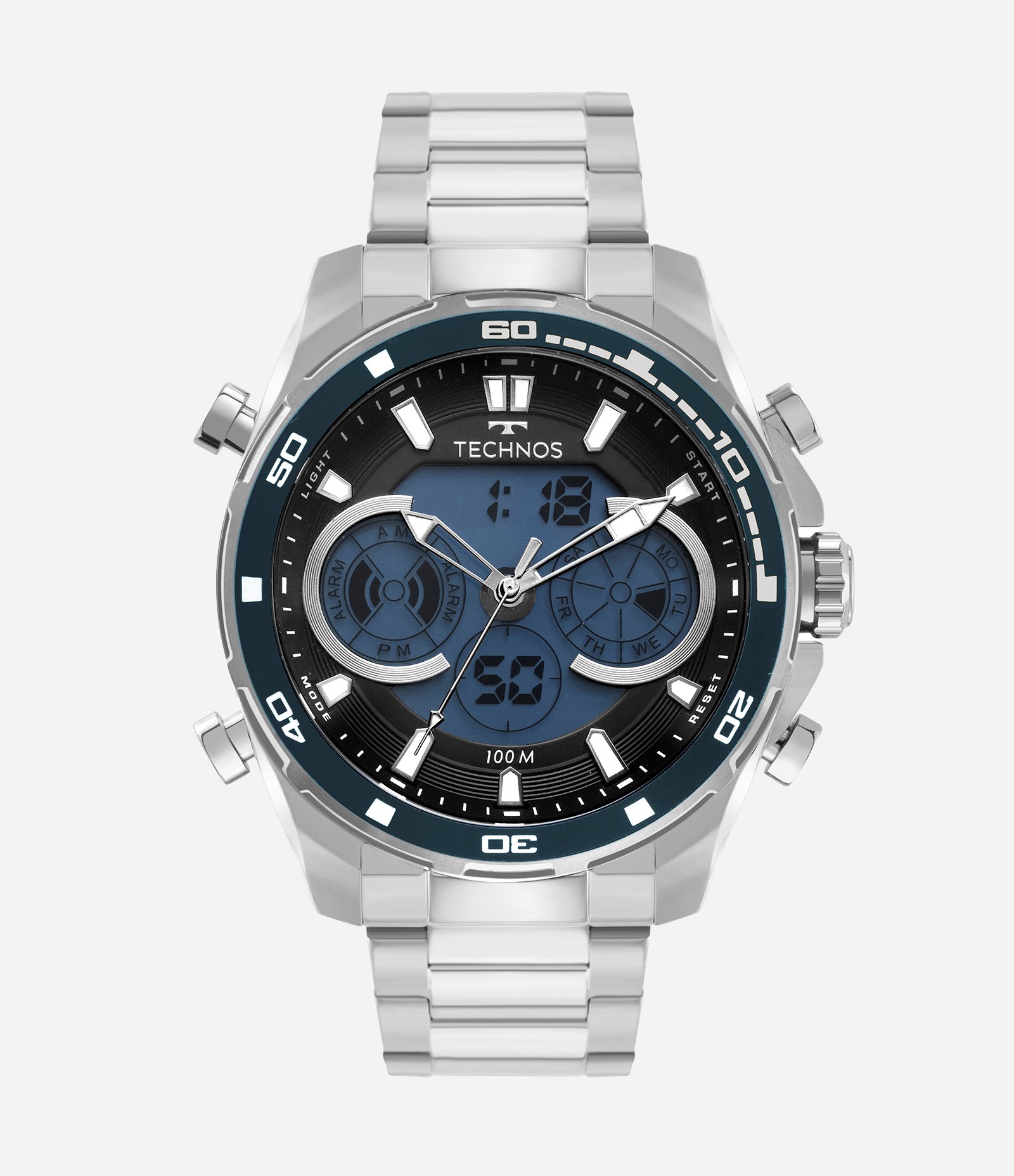 Relógio Technos Masculino Anadigi PRATA