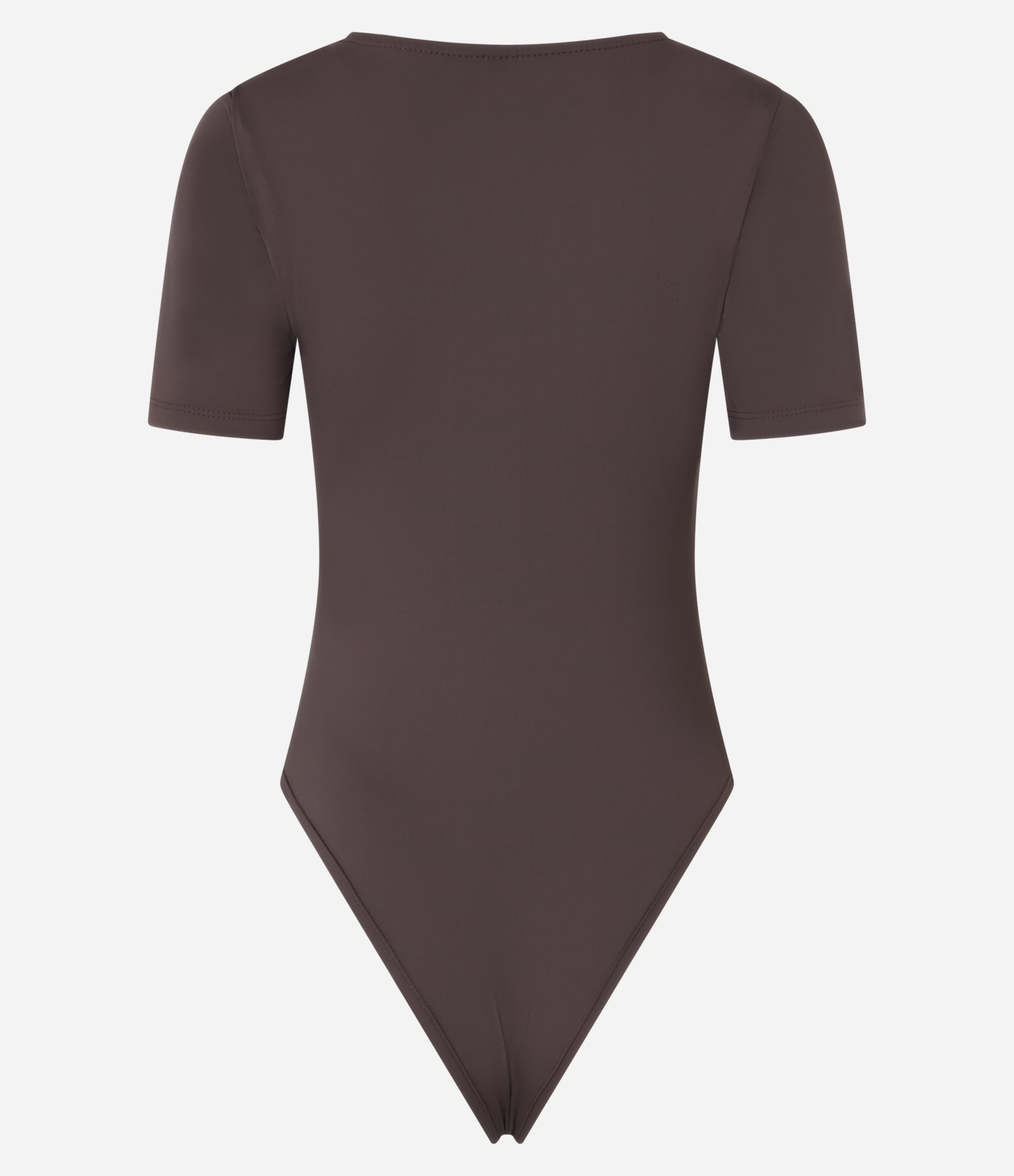 Body em Poliamida com Decote Redondo Marrom