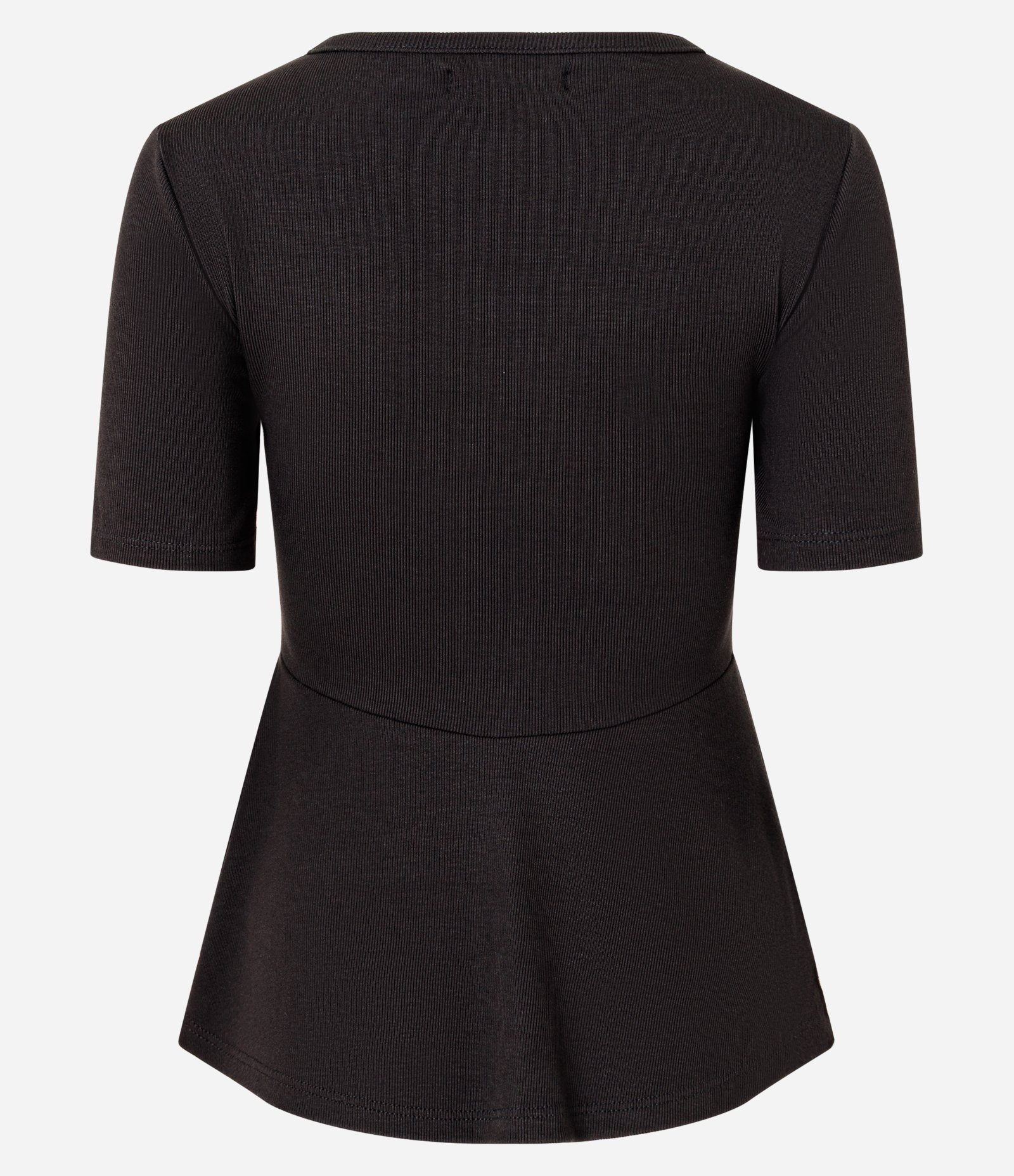 Blusa Peplum em Ribana com Babado na Barra Preto