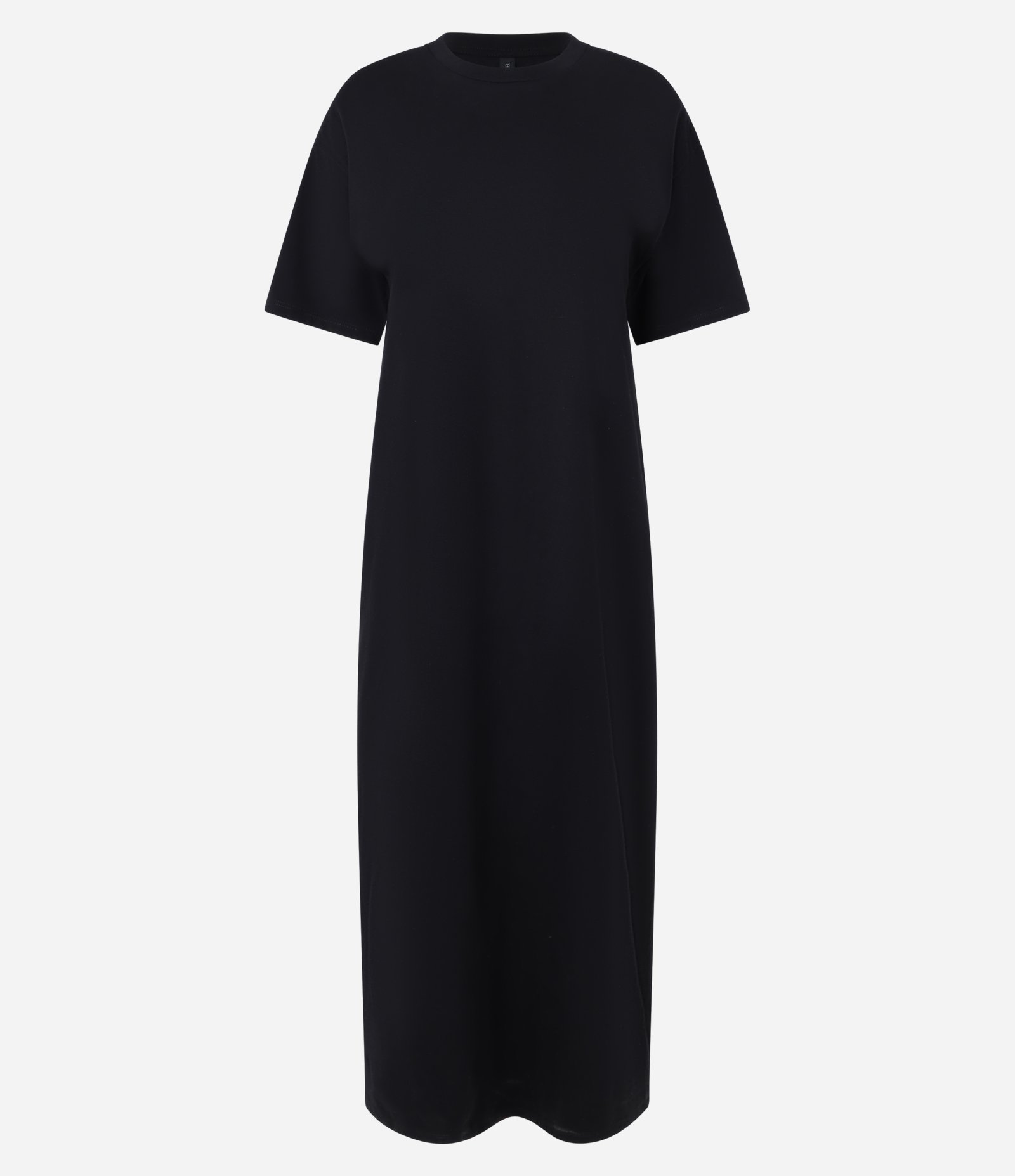 Vestido T-Shirt Midi em Algodão com Fenda Preto