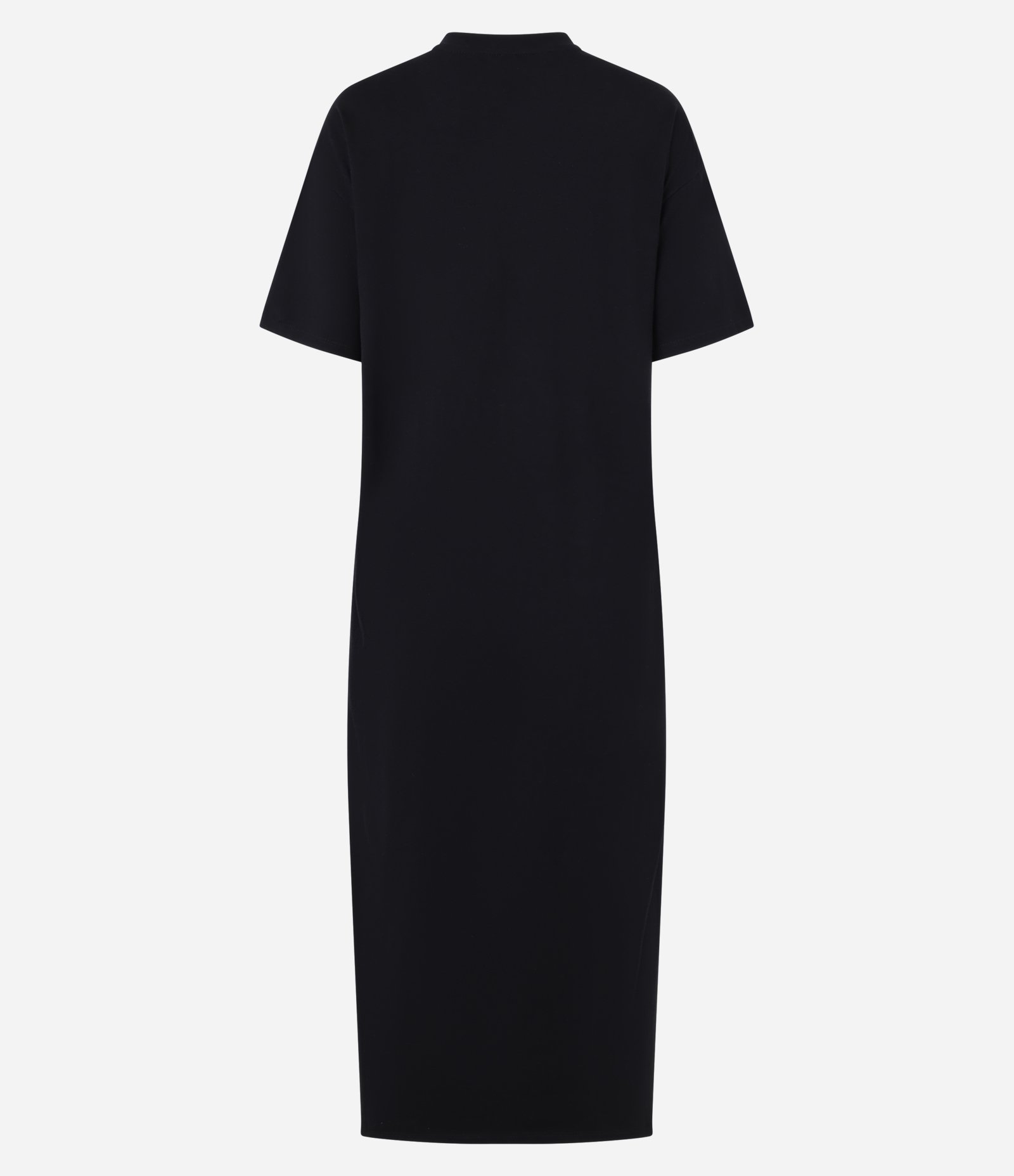 Vestido T-Shirt Midi em Algodão com Fenda Preto