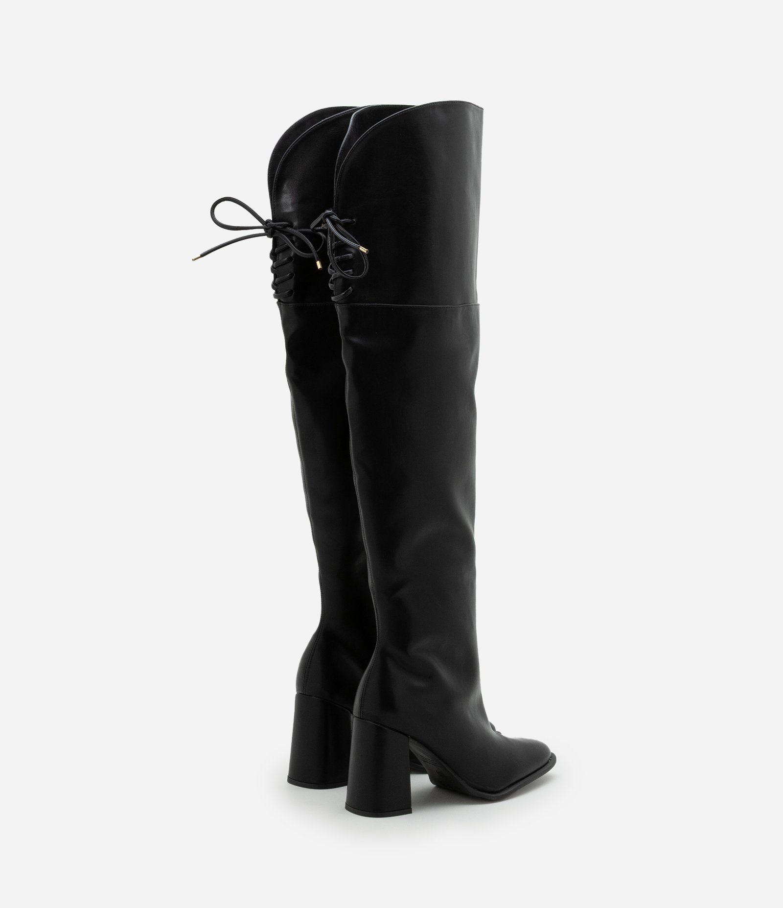 Bota Cano Alto com Lace Up Ajustável Preto