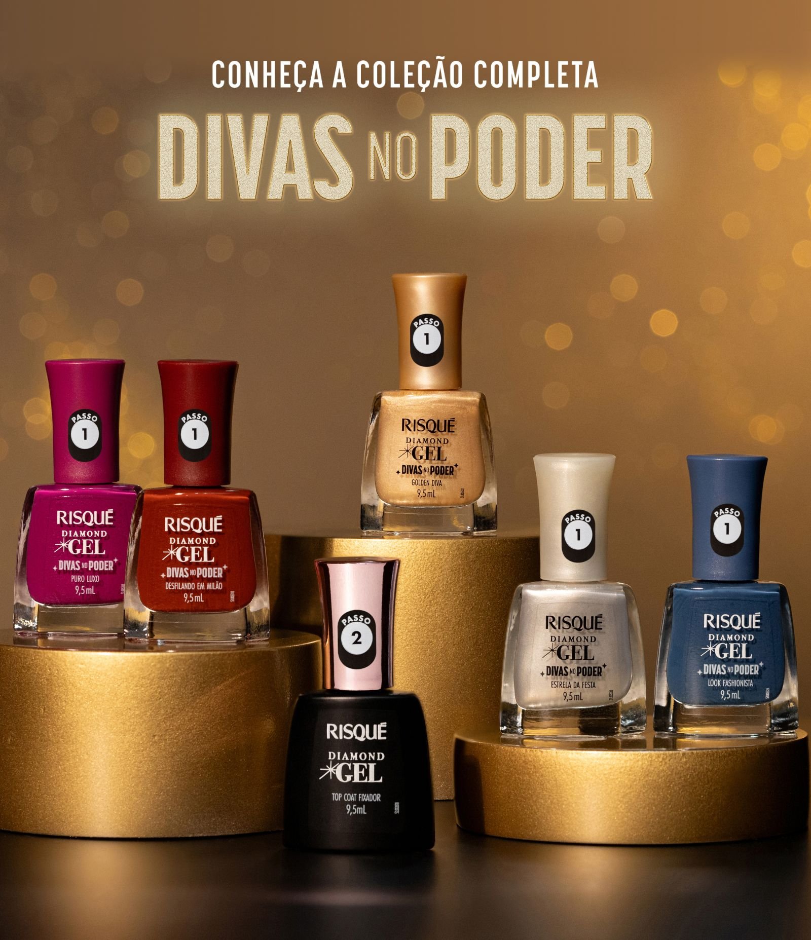 Esmalte Risqué Diamond Gel Divas no Poder Look Fashionista