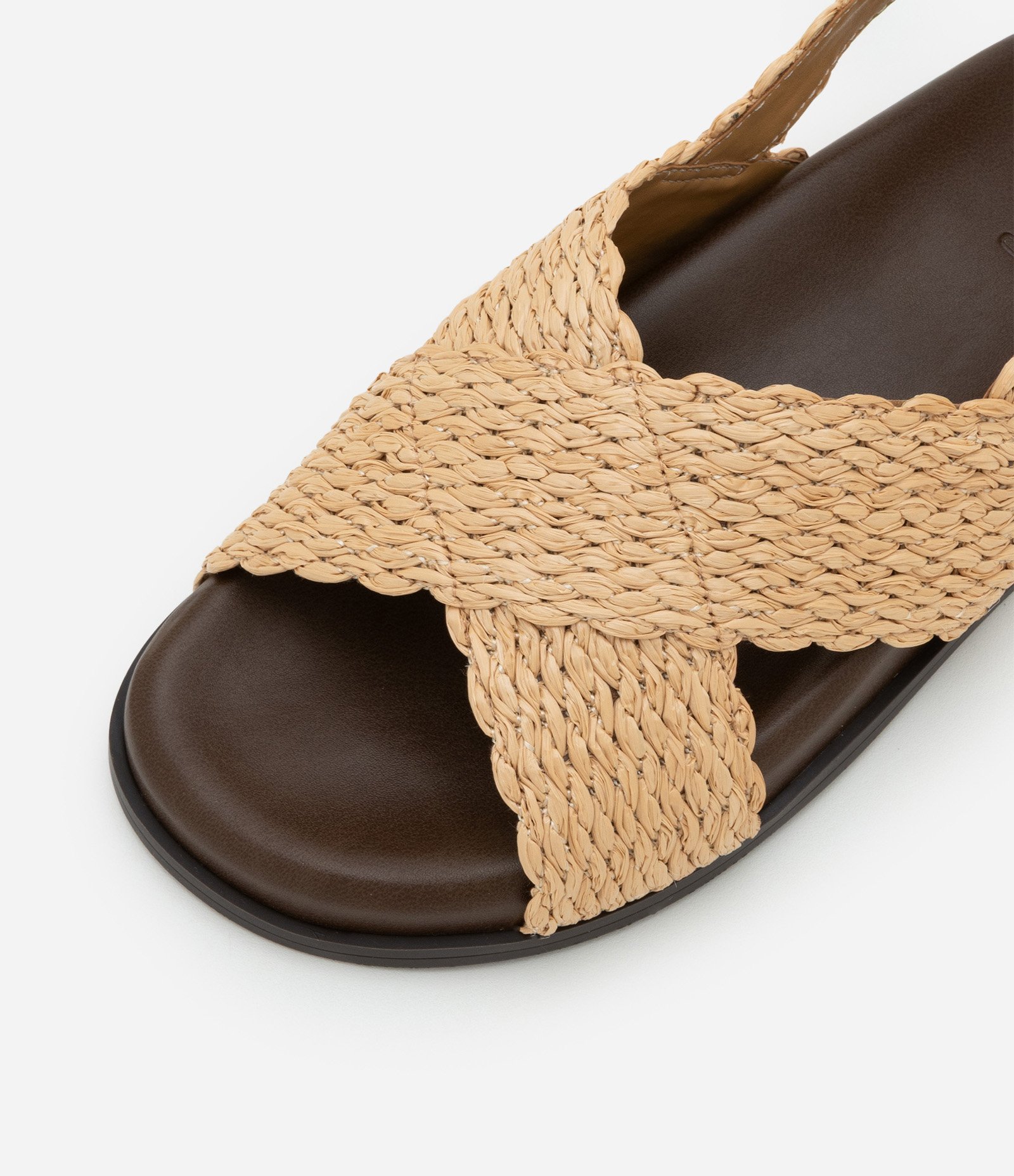 Sandália Rasteira Sport Sandal com Efeito Ráfia Marrom