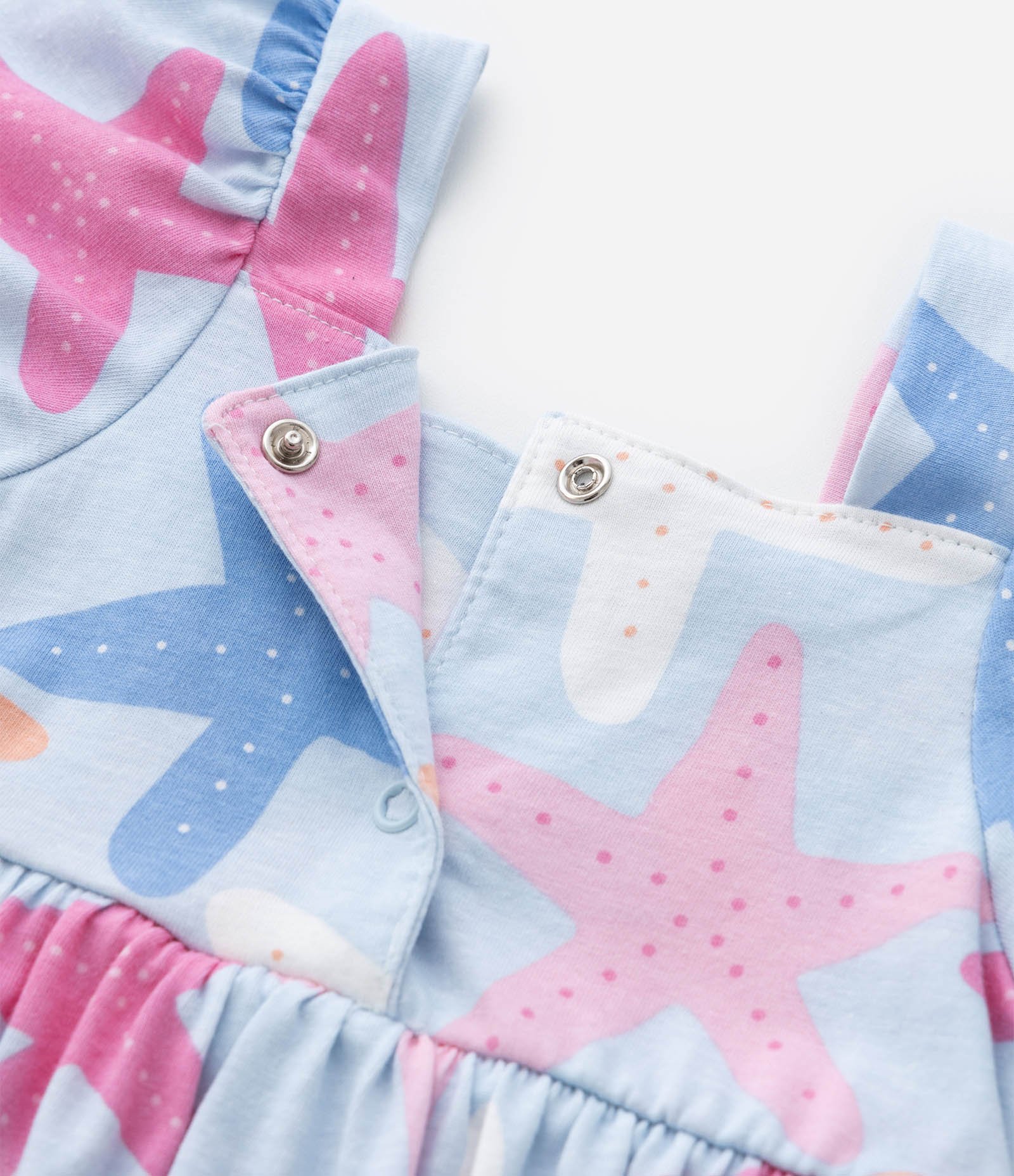 Vestido Infantil com Estampa de Estrelas - Tam 0 a 18 meses Azul