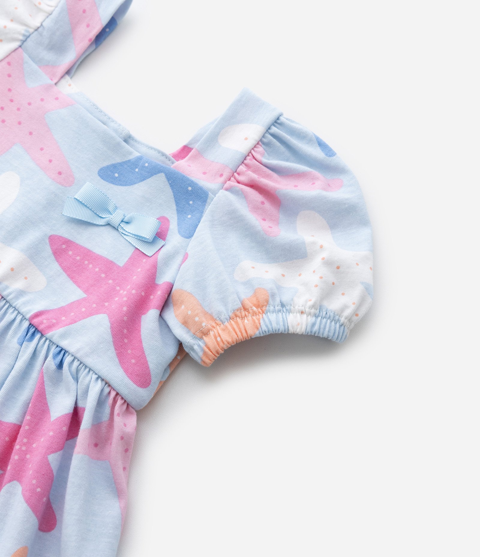 Vestido Infantil com Estampa de Estrelas - Tam 0 a 18 meses Azul