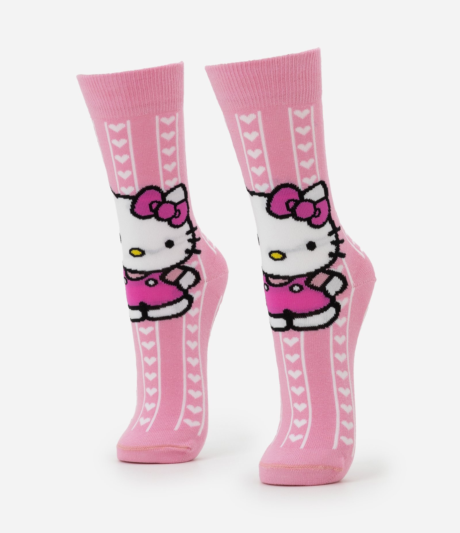 Meia Cano Alto em Algodão com Estampa Hello Kitty Rosa