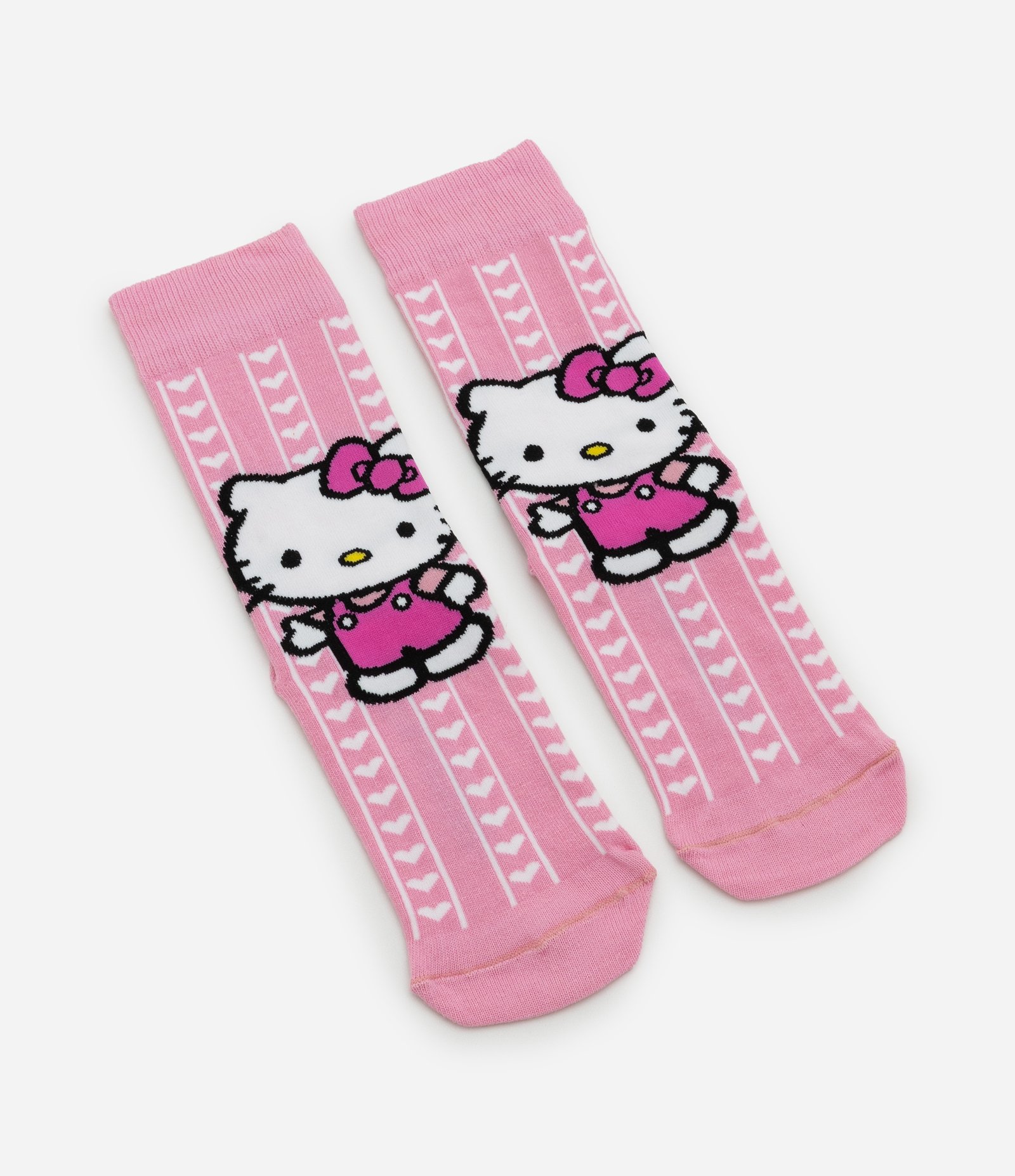 Meia Cano Alto em Algodão com Estampa Hello Kitty Rosa