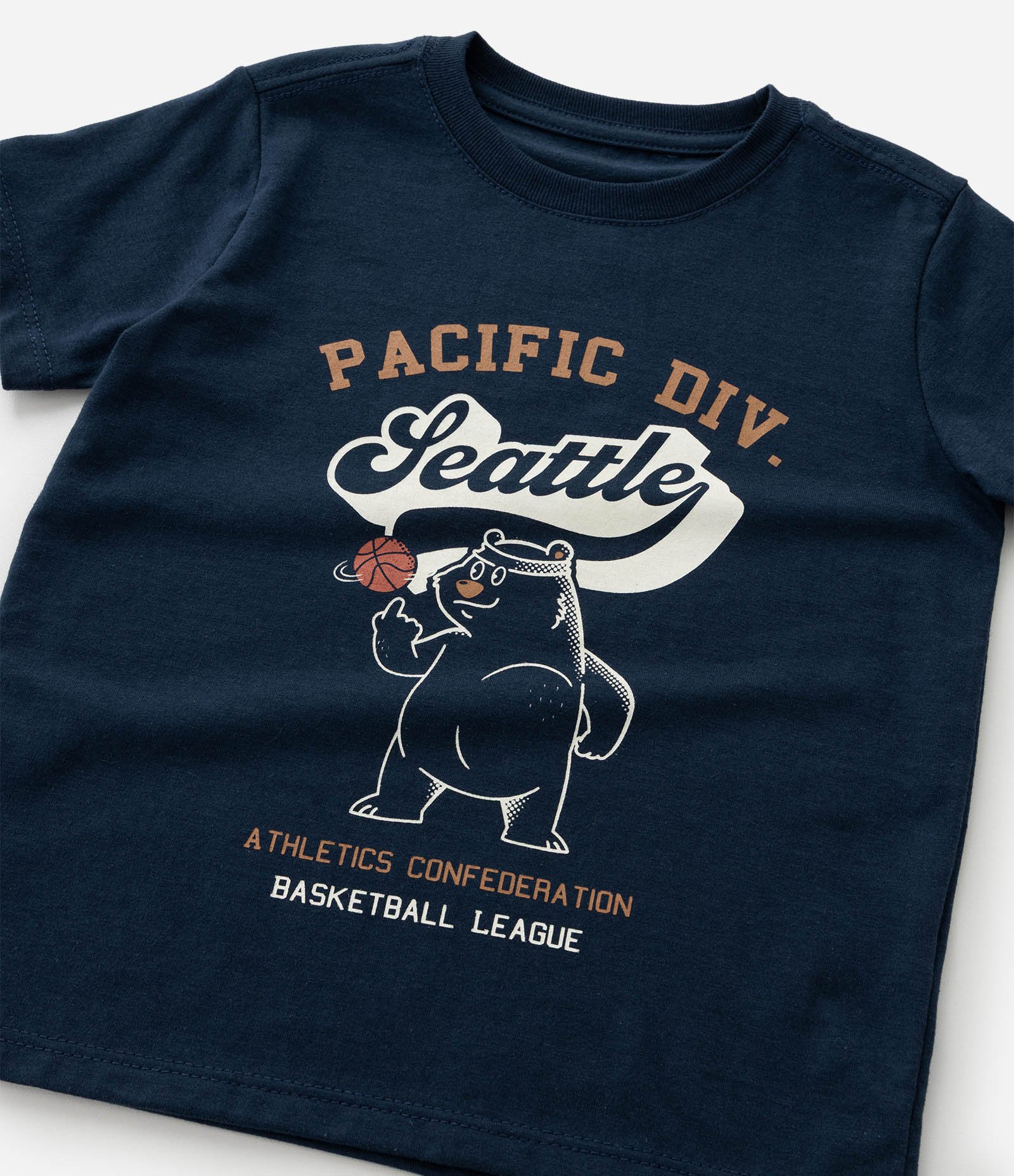 Camiseta Infantil com Estampa Urso College - Tam 1 a 6 Anos Azul