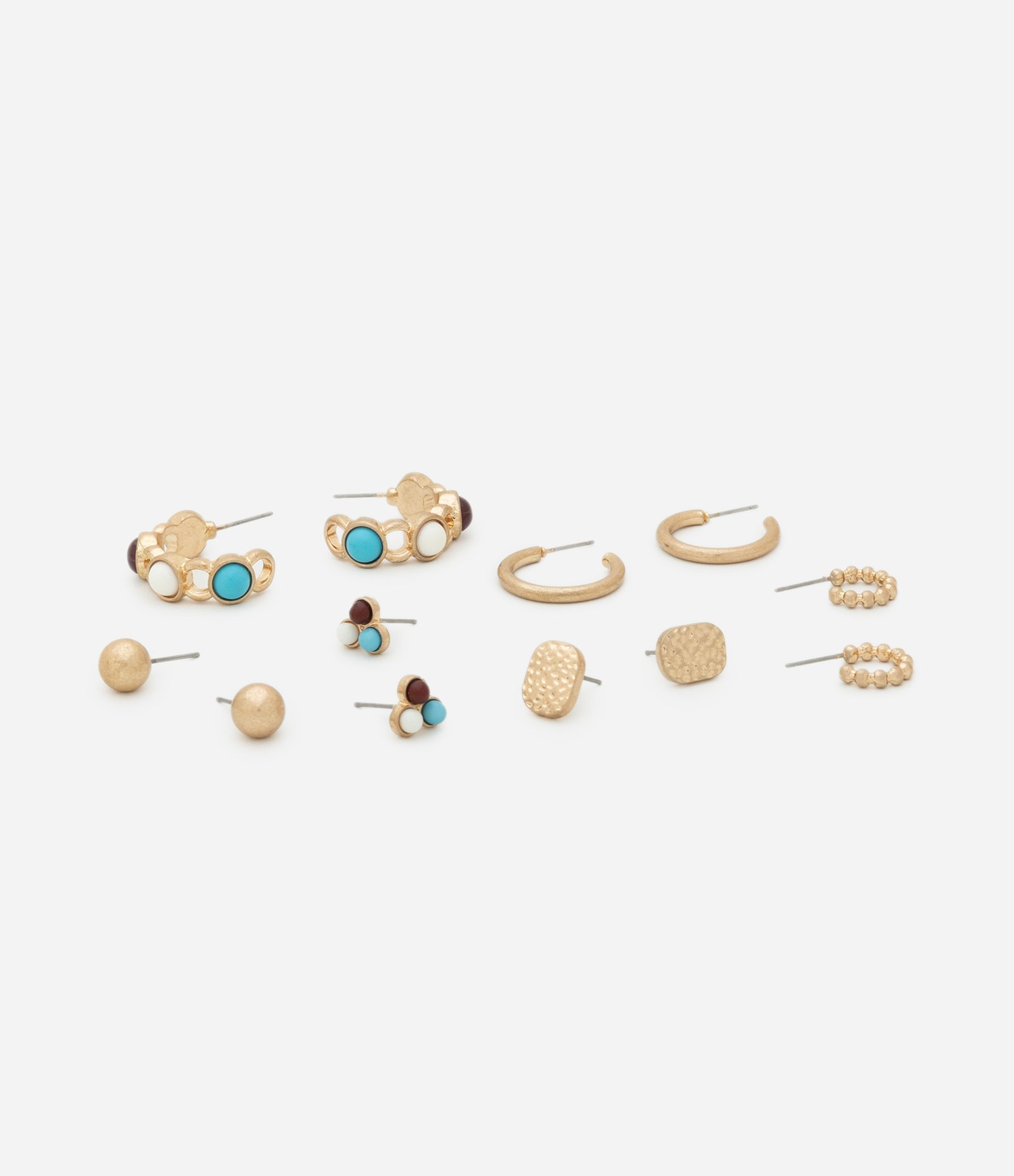 Kit 06 Brincos em Metal com Formatos Diversos Dourado