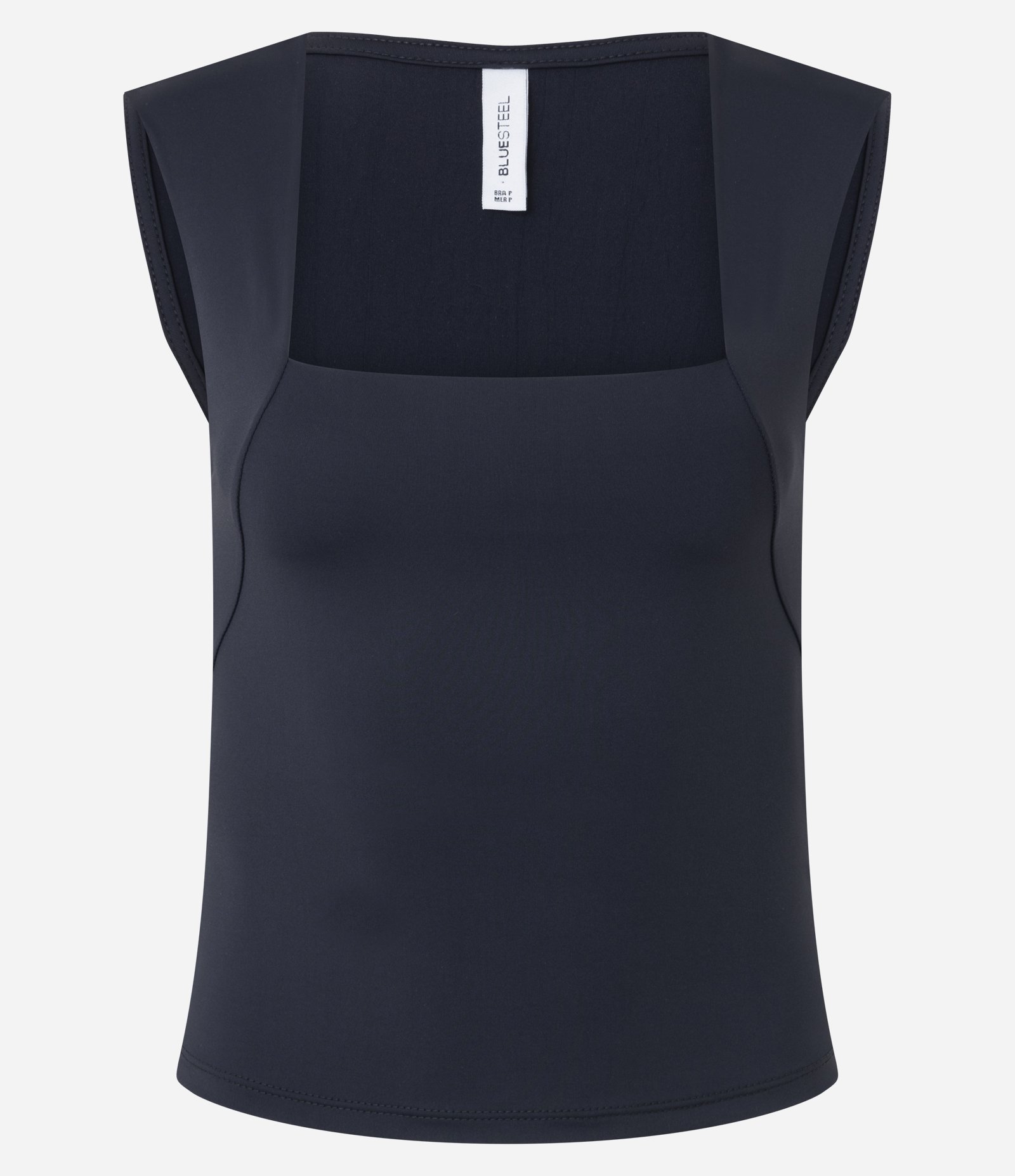 Blusa Alça Larga em Microfibra com Decote Quadrado Preto