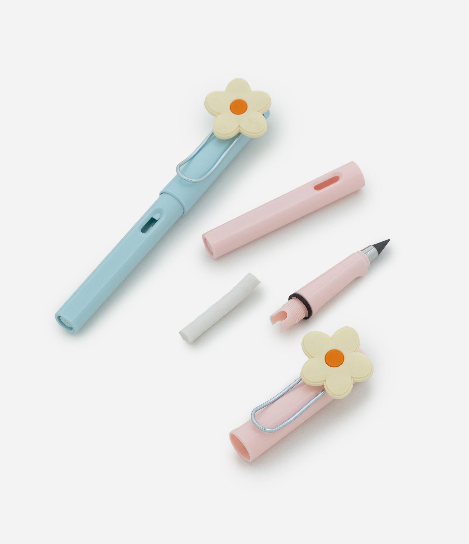 Lápis Infinito com Enfeite de Flor Multicores