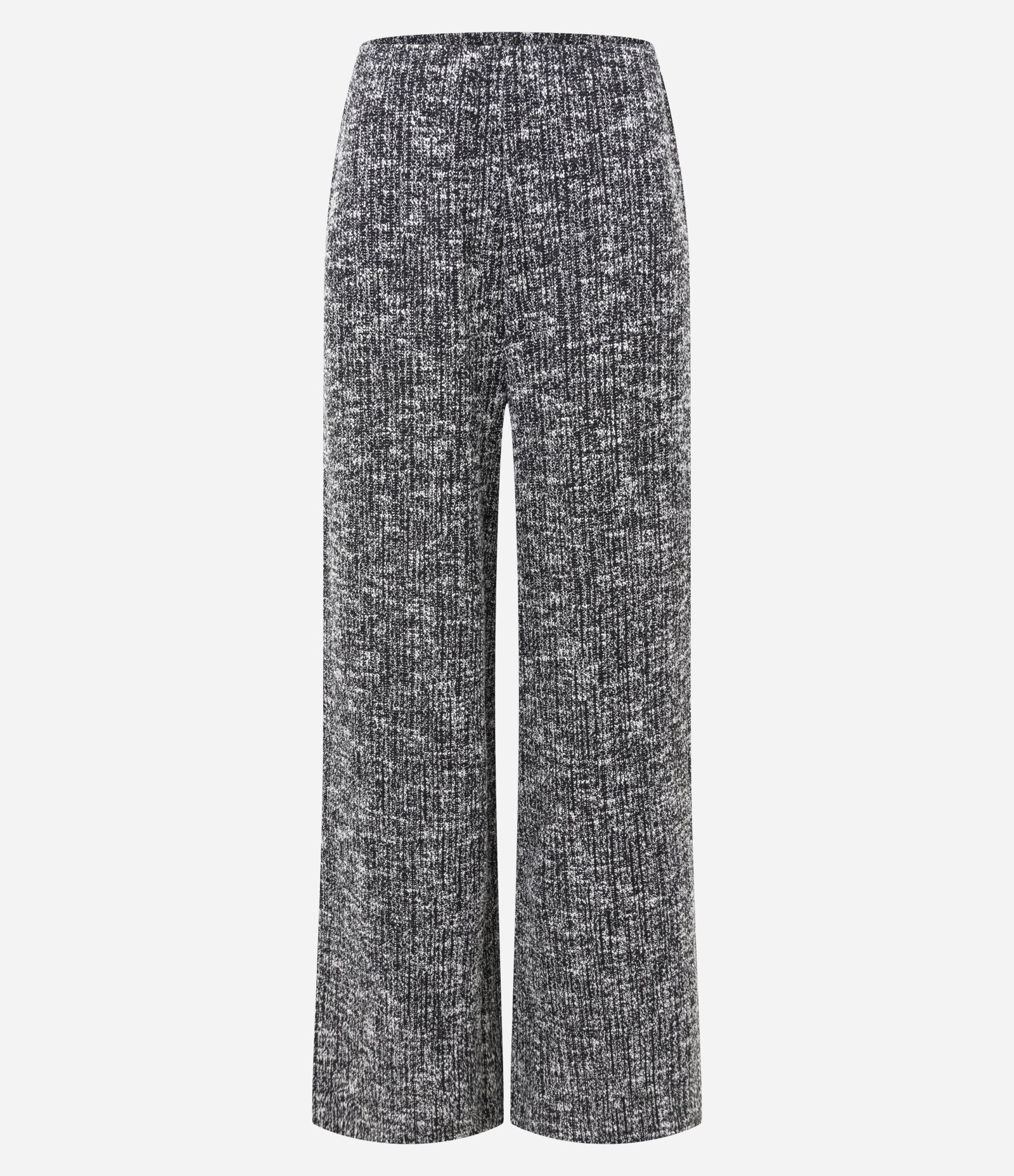 Calça Reta em Tweed com Textura Mesclada Preto