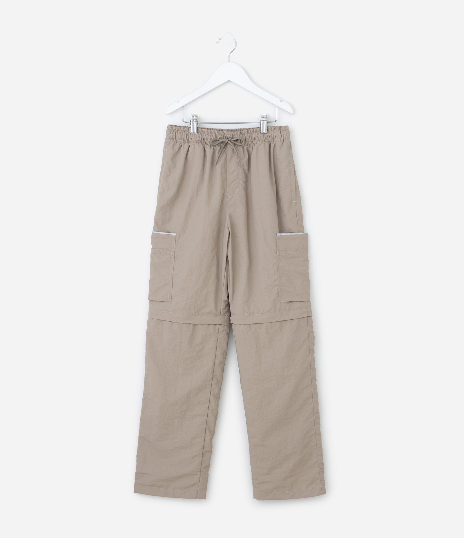 Calça Vira Bermuda Infantil com Bolsos Cargo – Tam 5 a 14 Anos Bege