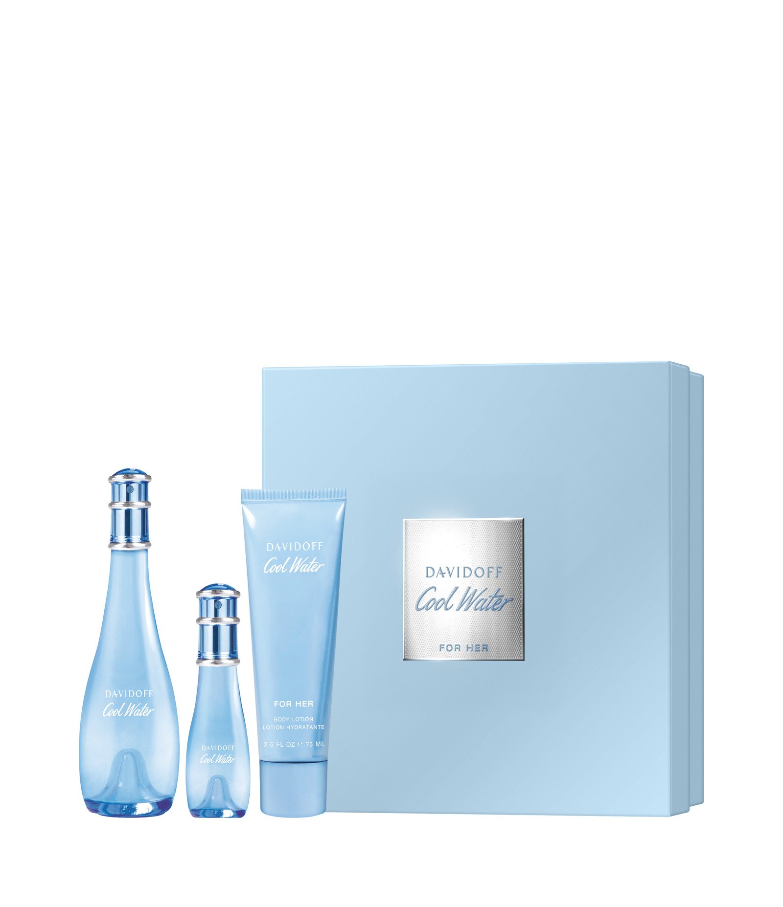 Kit Davidoff Cool Water Woman EDT 100ml + Body Lotion 75ml + Travel ...