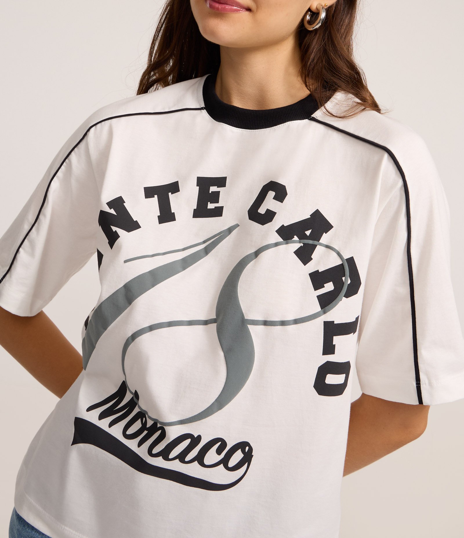 Camiseta em Algodão com Estampa Lettering Monte Carlo Branco
