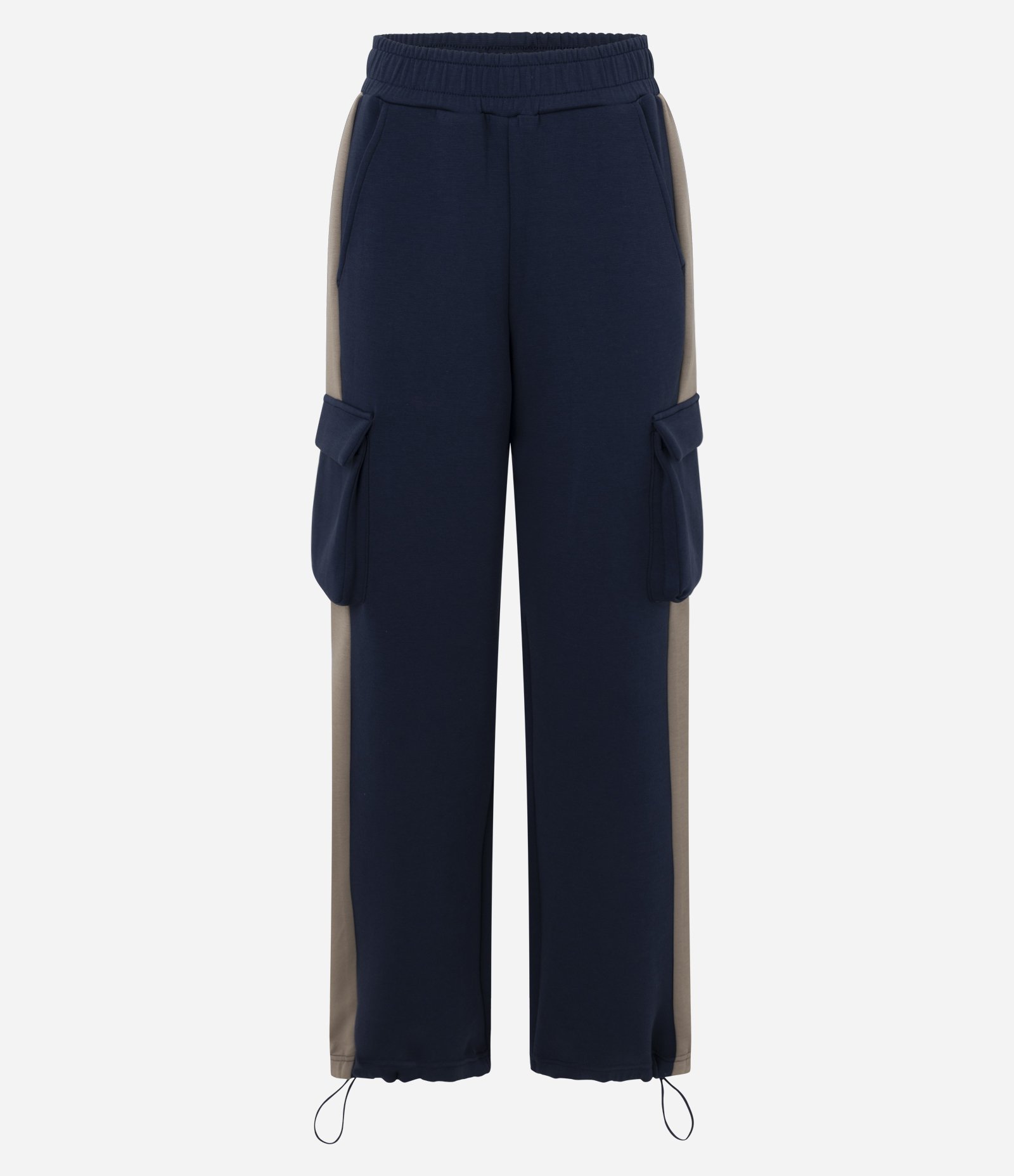 Calça Esportiva Reta com Bolso Cargo e Barra Ajustável Azul