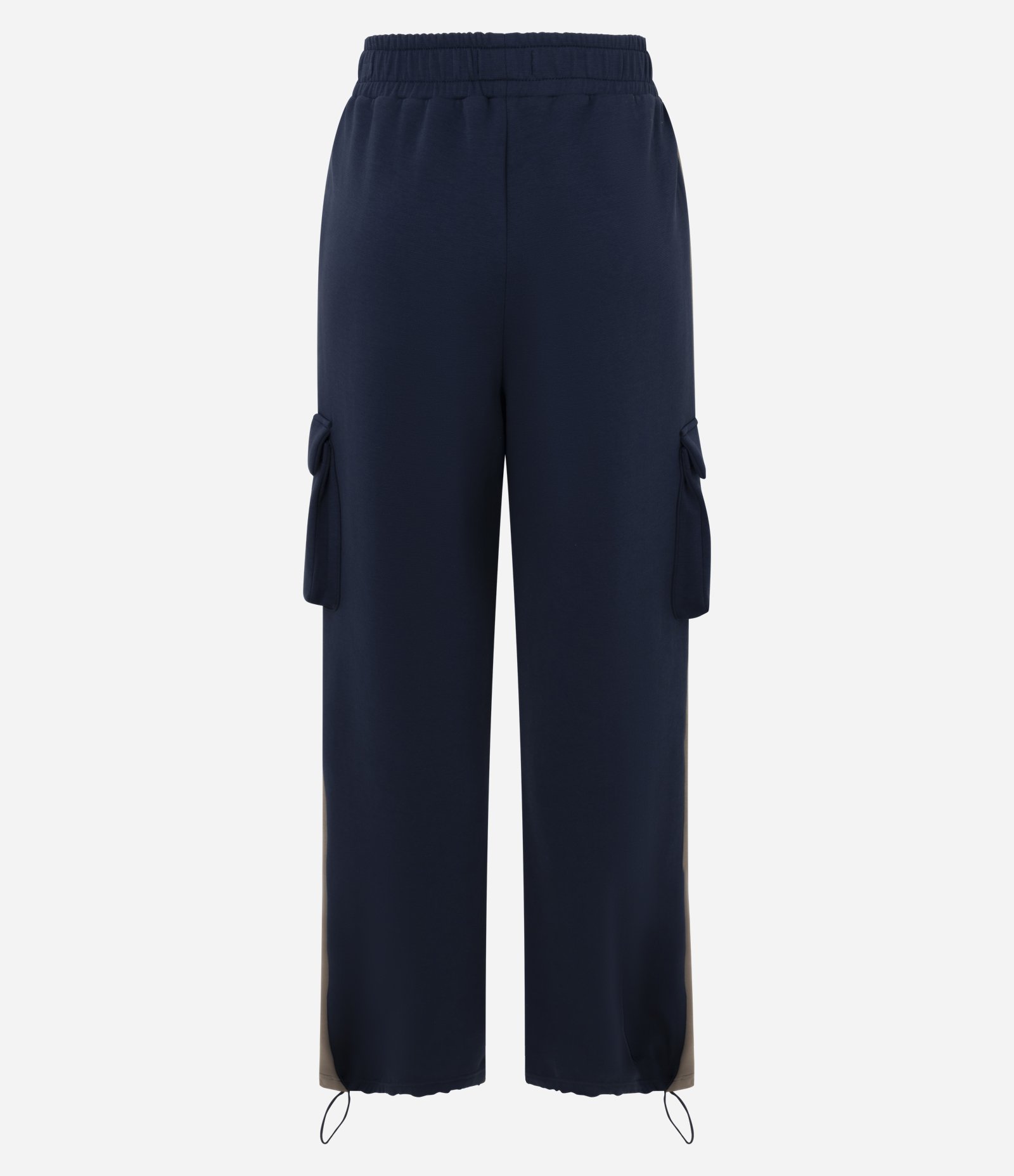 Calça Esportiva Reta com Bolso Cargo e Barra Ajustável Azul