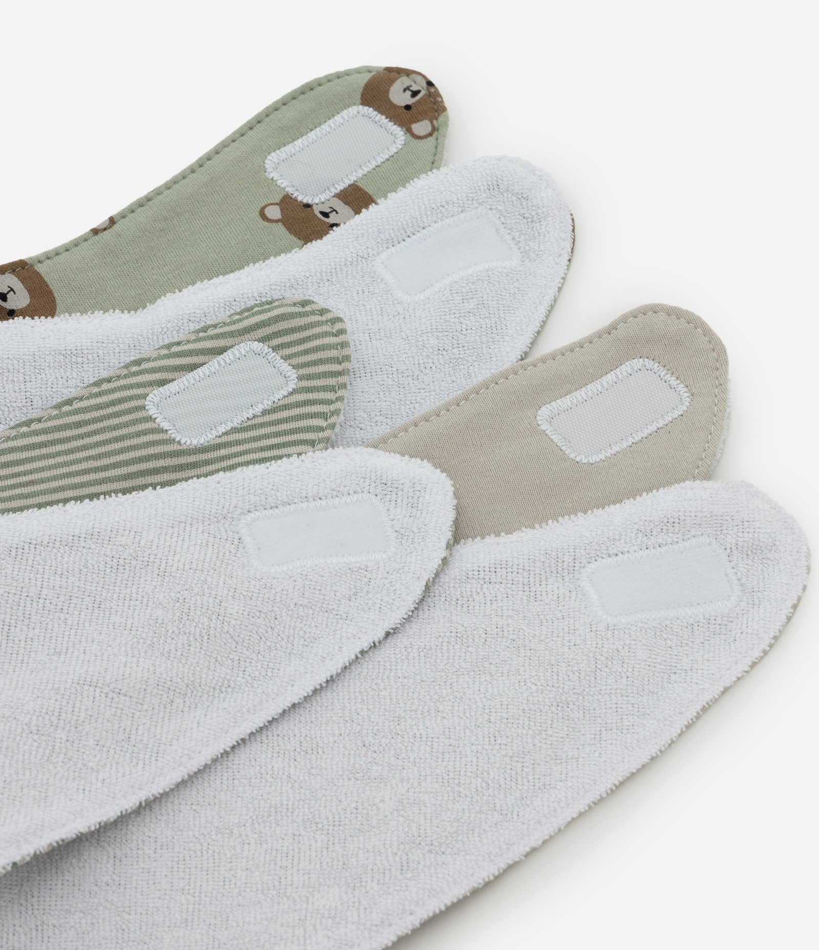 Kit 03 Babadores Infantil em Algodão com Estampa – Tam U Verde/Bege