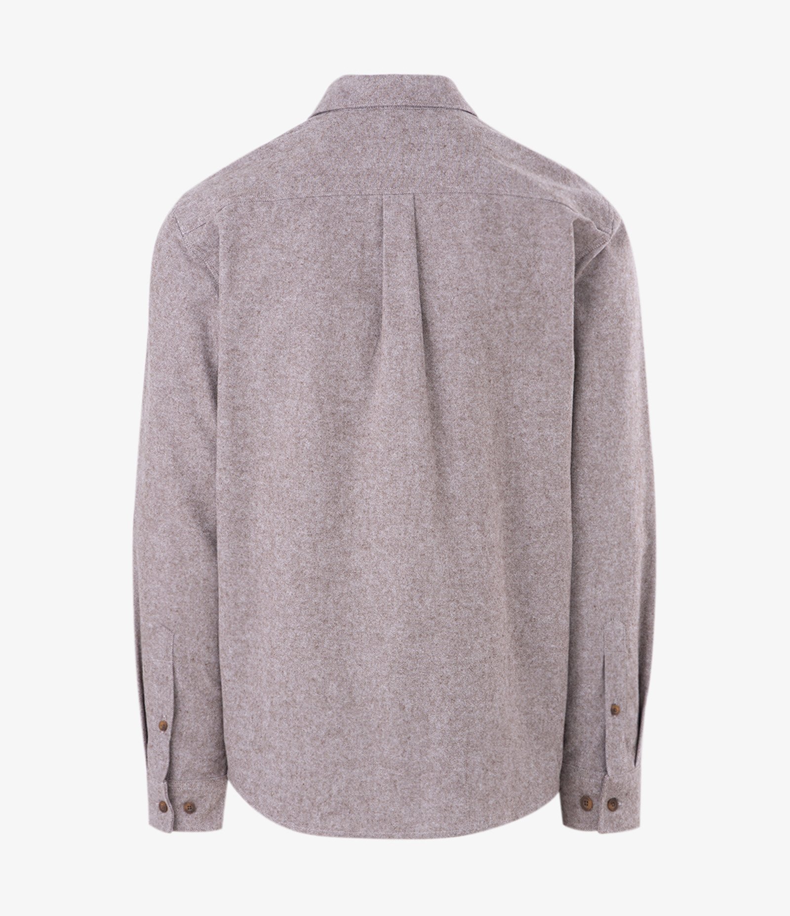 Camisa Comfort Manga Longa em Flanela com Bolso e Textura Cinza