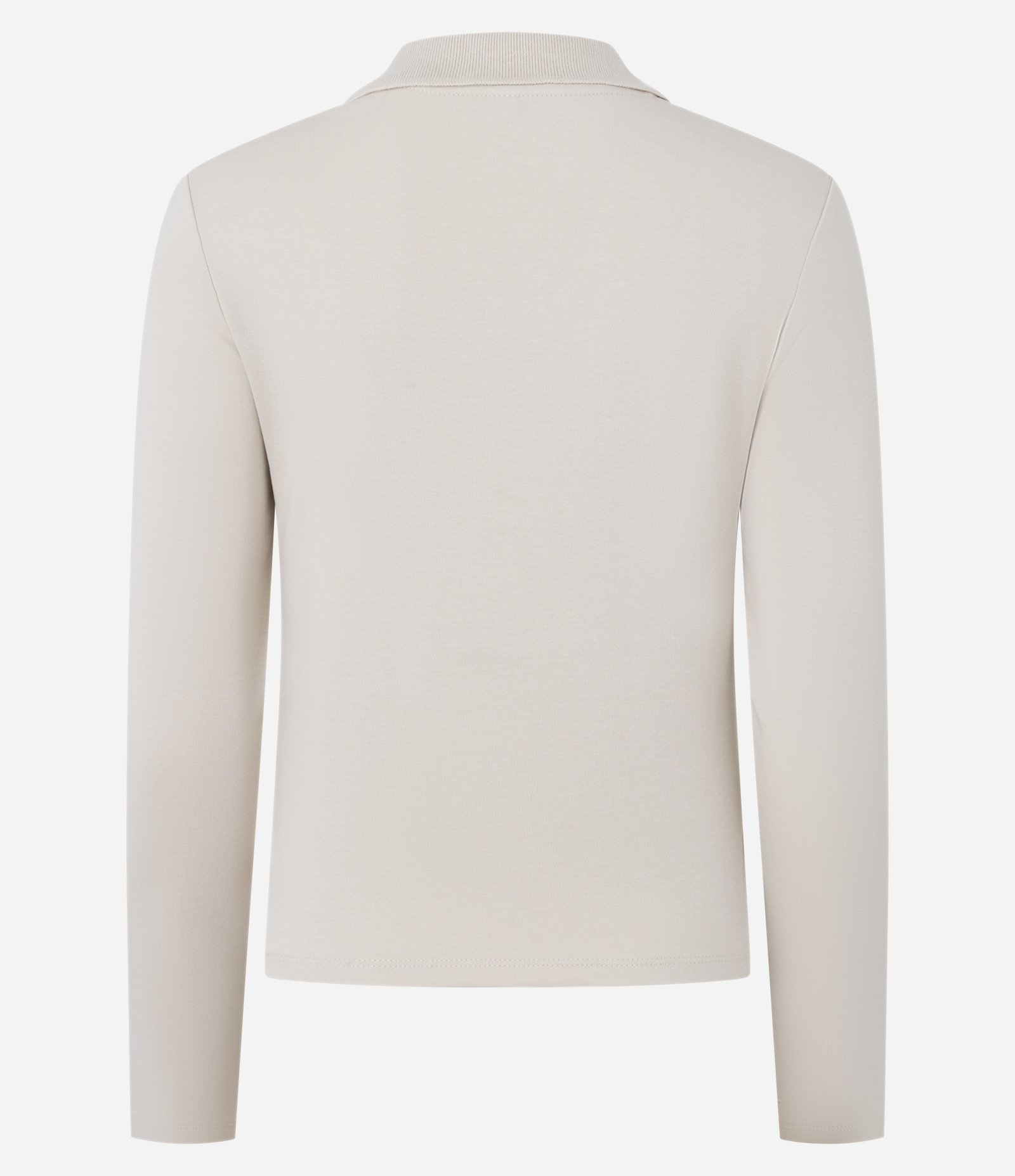 Blusa Manga Longa Interlock com Gola Polo Branco