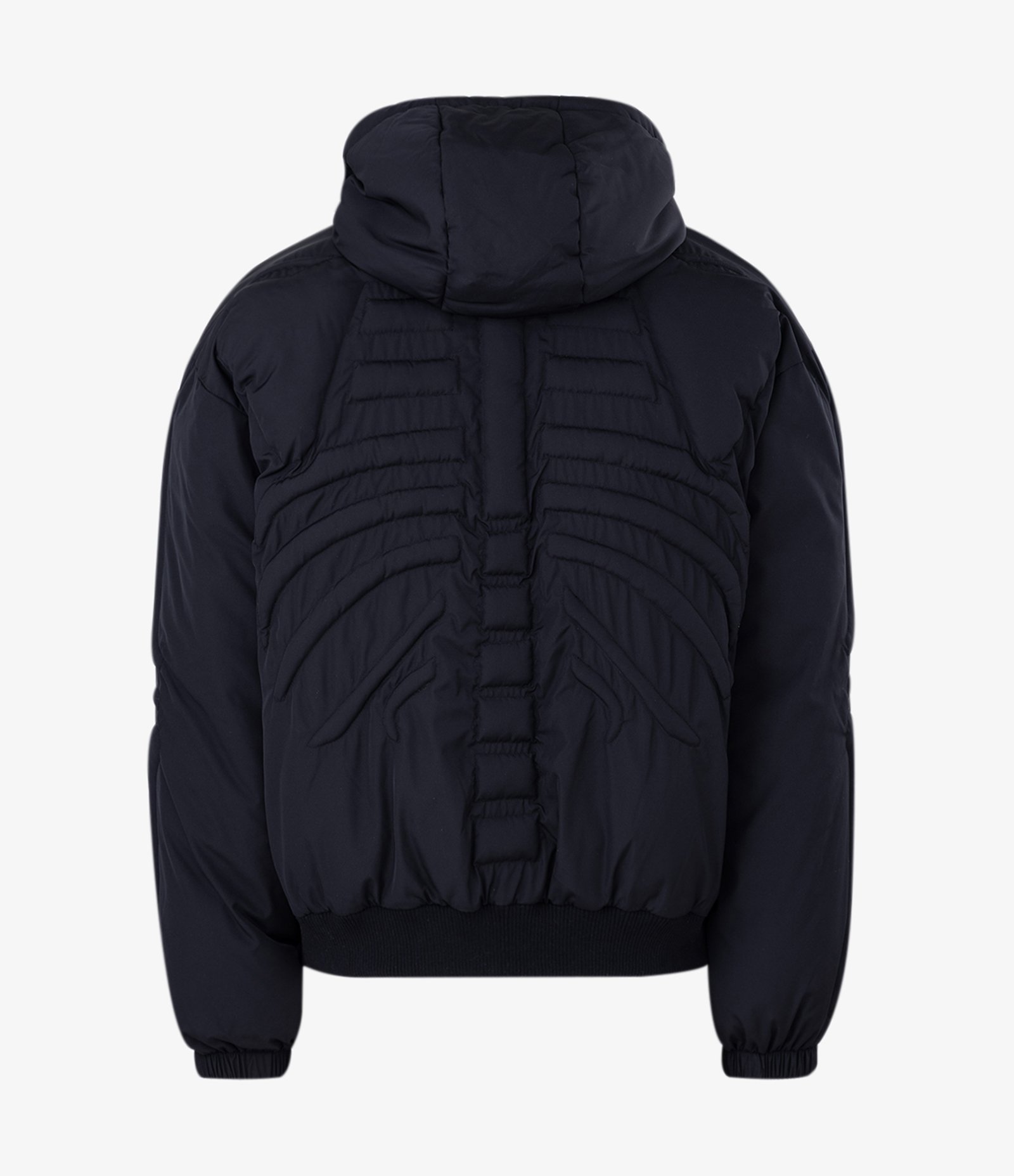 Jaqueta Puffer com Textura de Esqueleto Preto