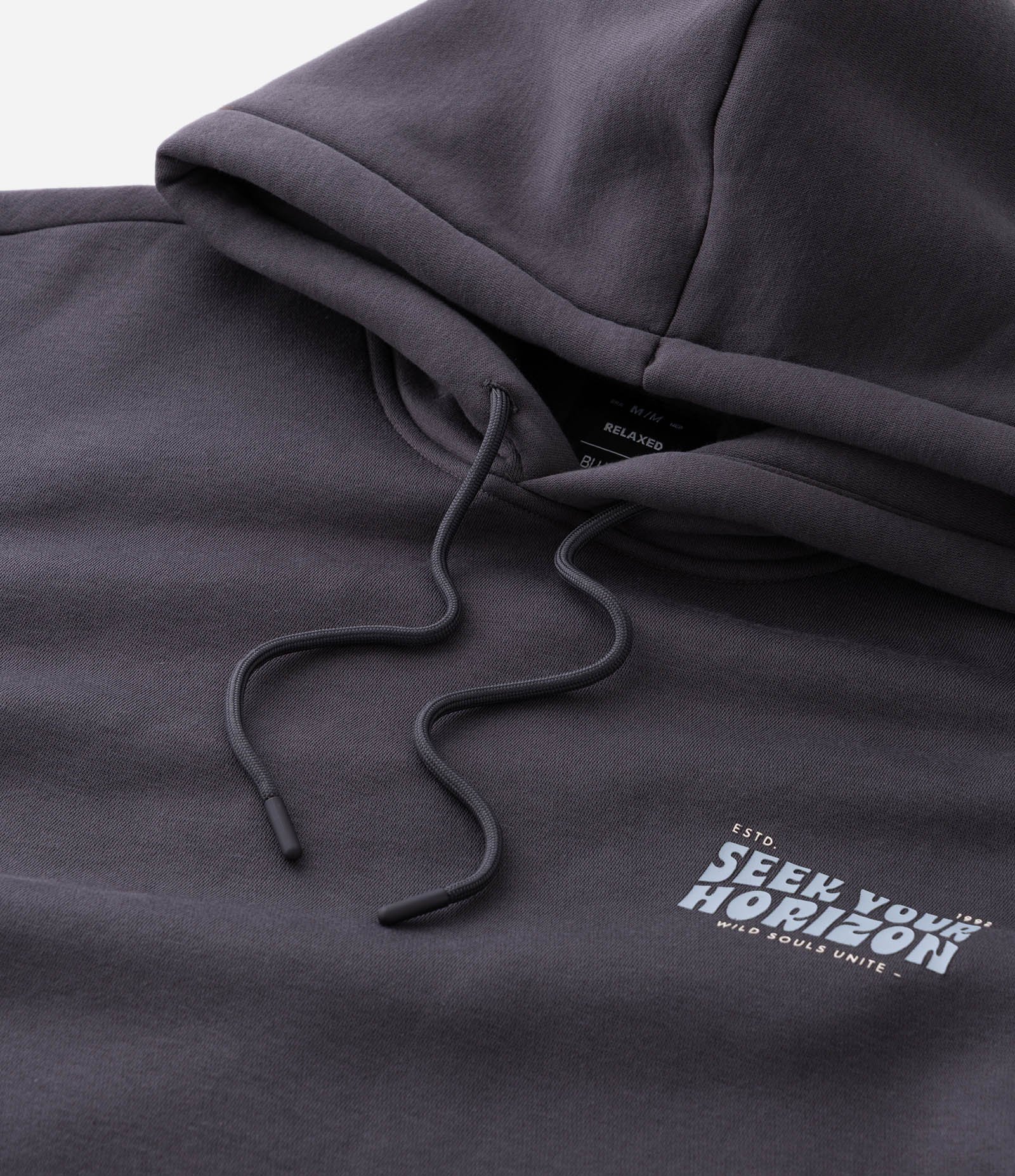 Moletom com Lettering Seek Your Horizon e Capuz Cinza