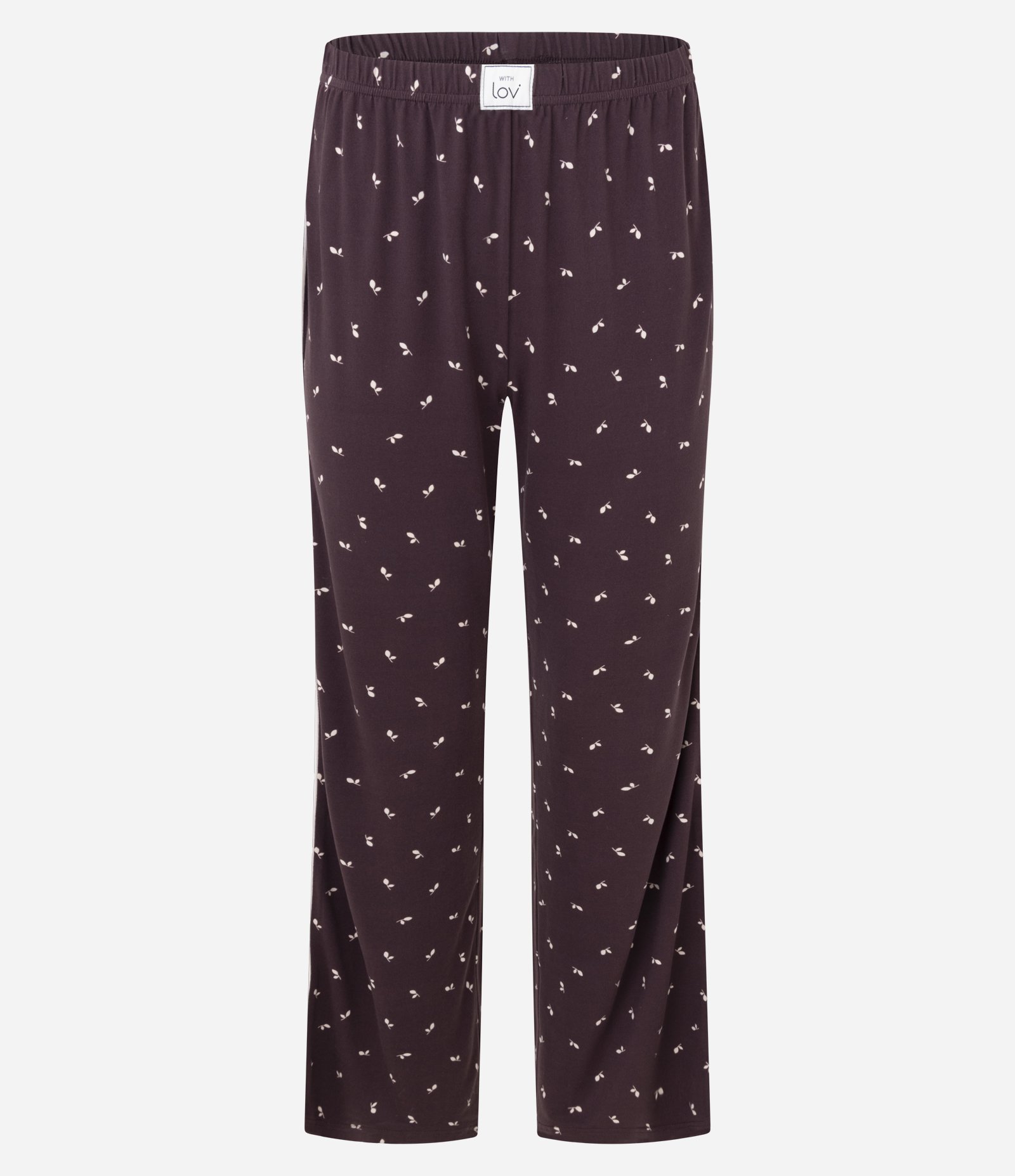 Pijama Longo Americano em Peach Touch com Estampa de Borboletas Marrom