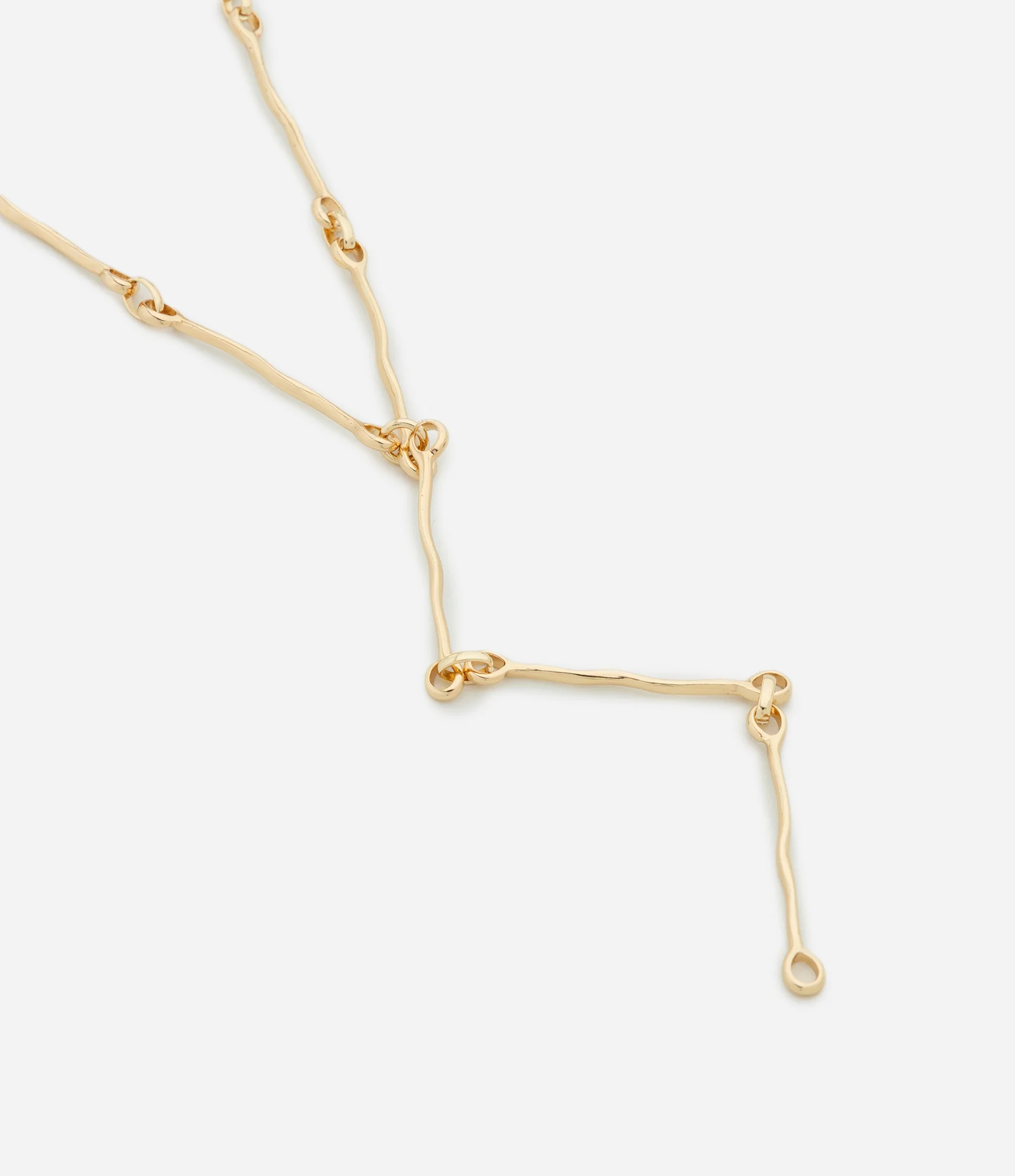 Colar Gravata com Strass Light Gold Dourado