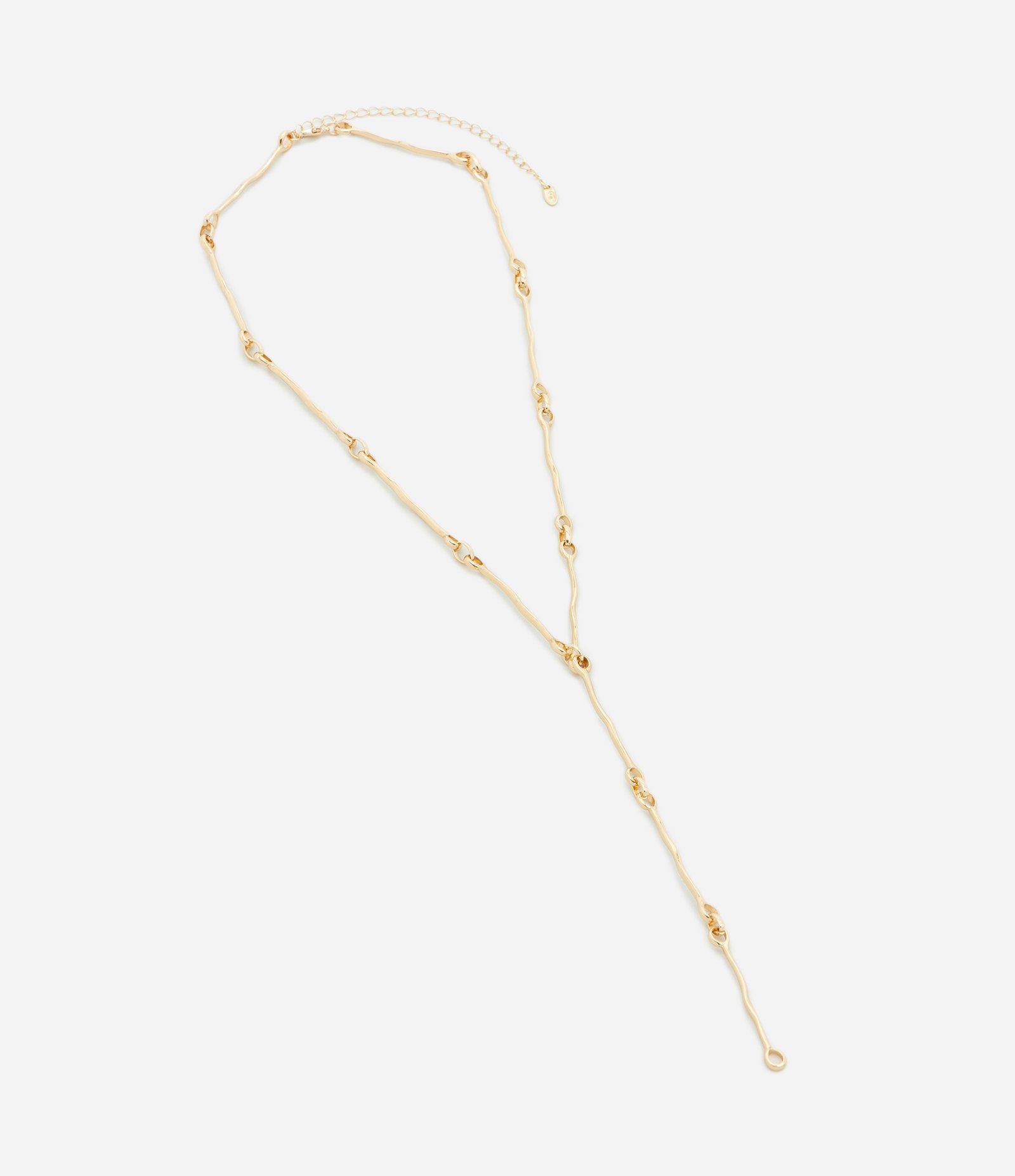 Colar Gravata com Strass Light Gold Dourado