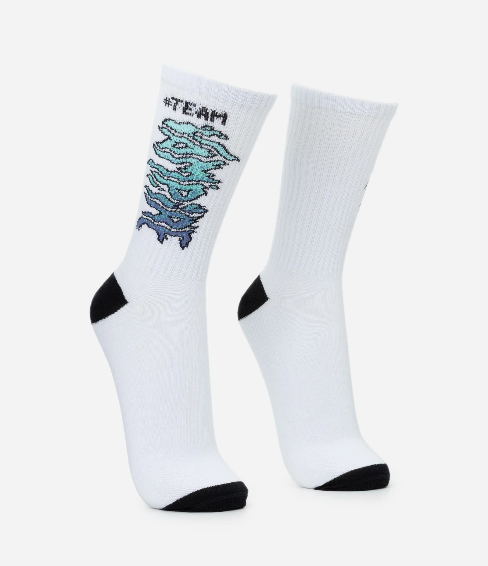 Meia Cano Longo em Algodão com Lettering Vampire Branco