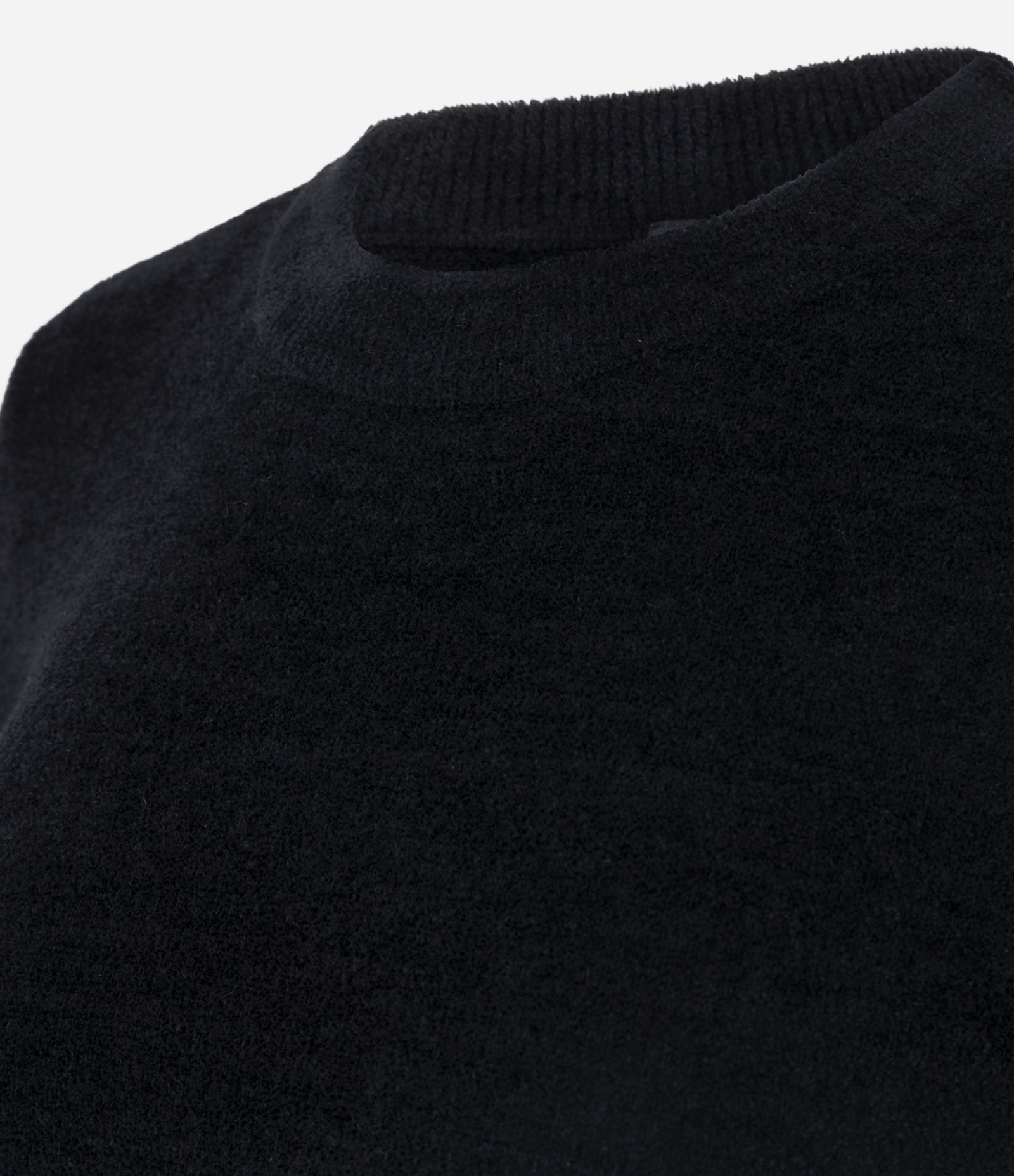 Blusa Manga Longa em Tricô com Fenda na Manga Preto