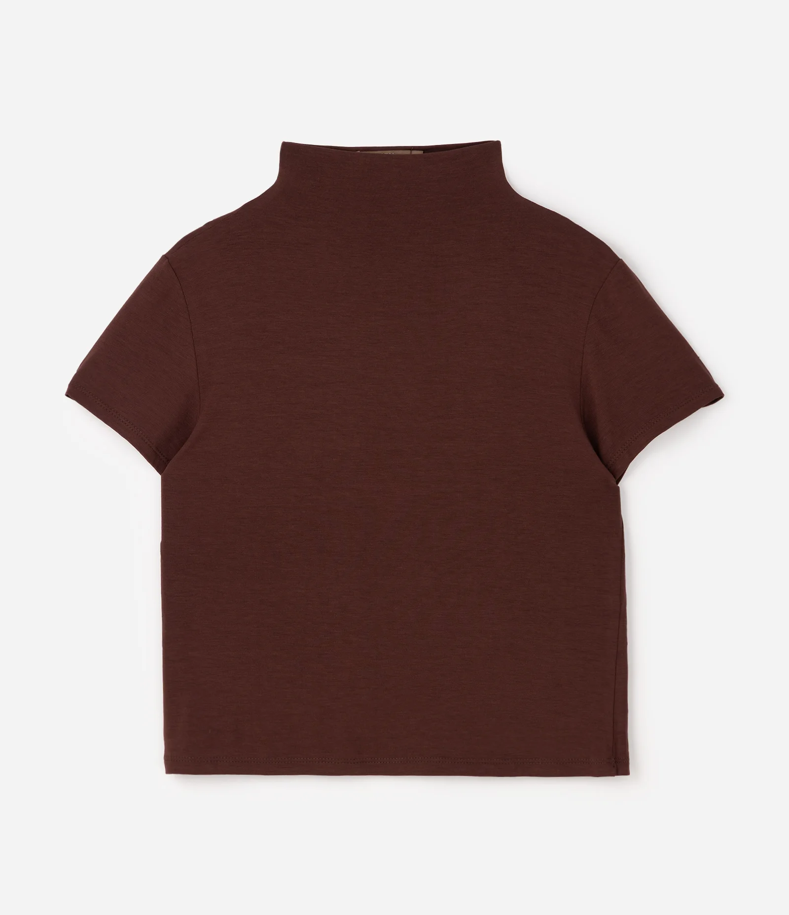Blusa Curta em Viscoelastano com Gola Inteira Curve e Plus Size Marrom