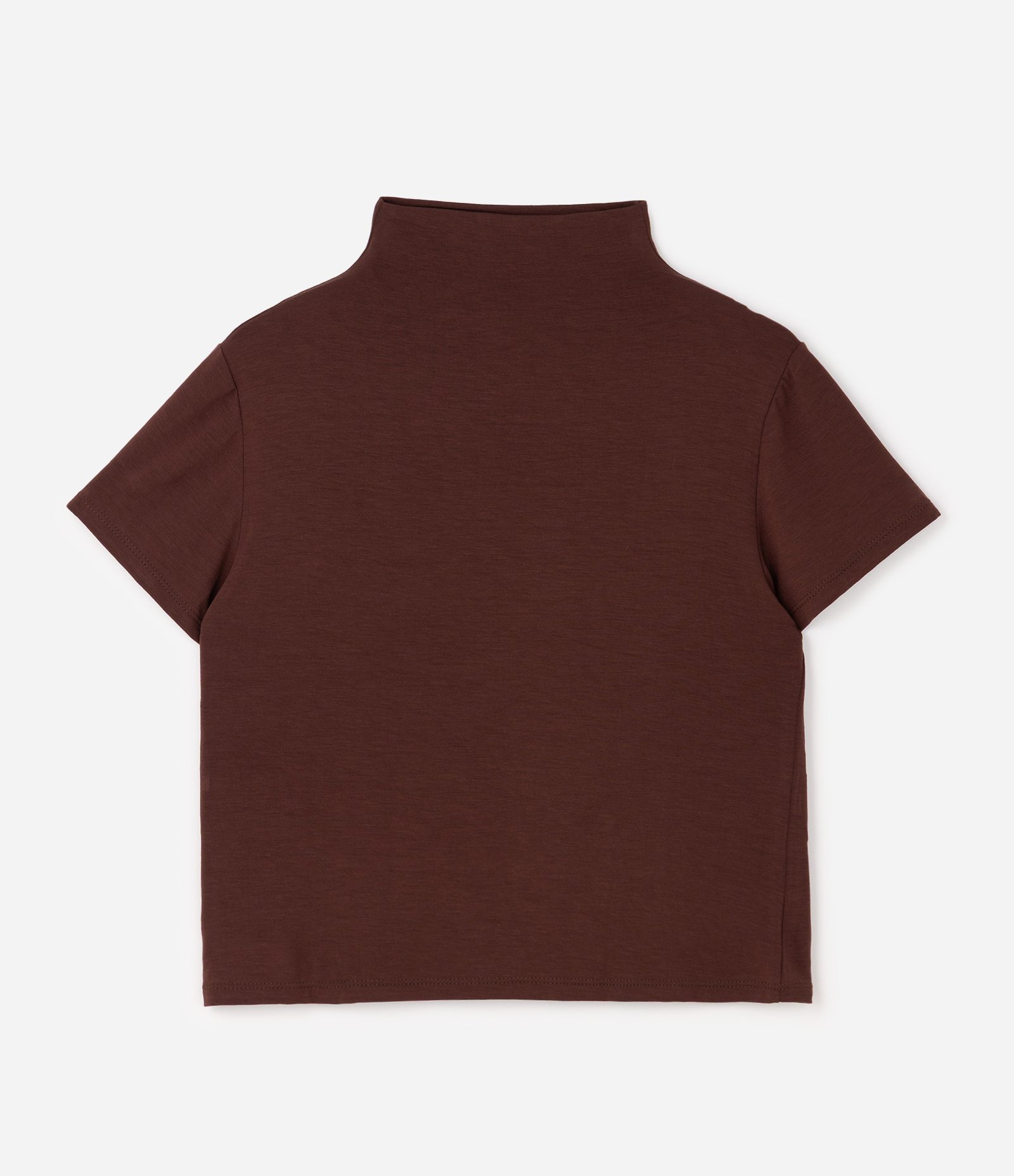 Blusa Curta em Viscoelastano com Gola Inteira Curve e Plus Size Marrom