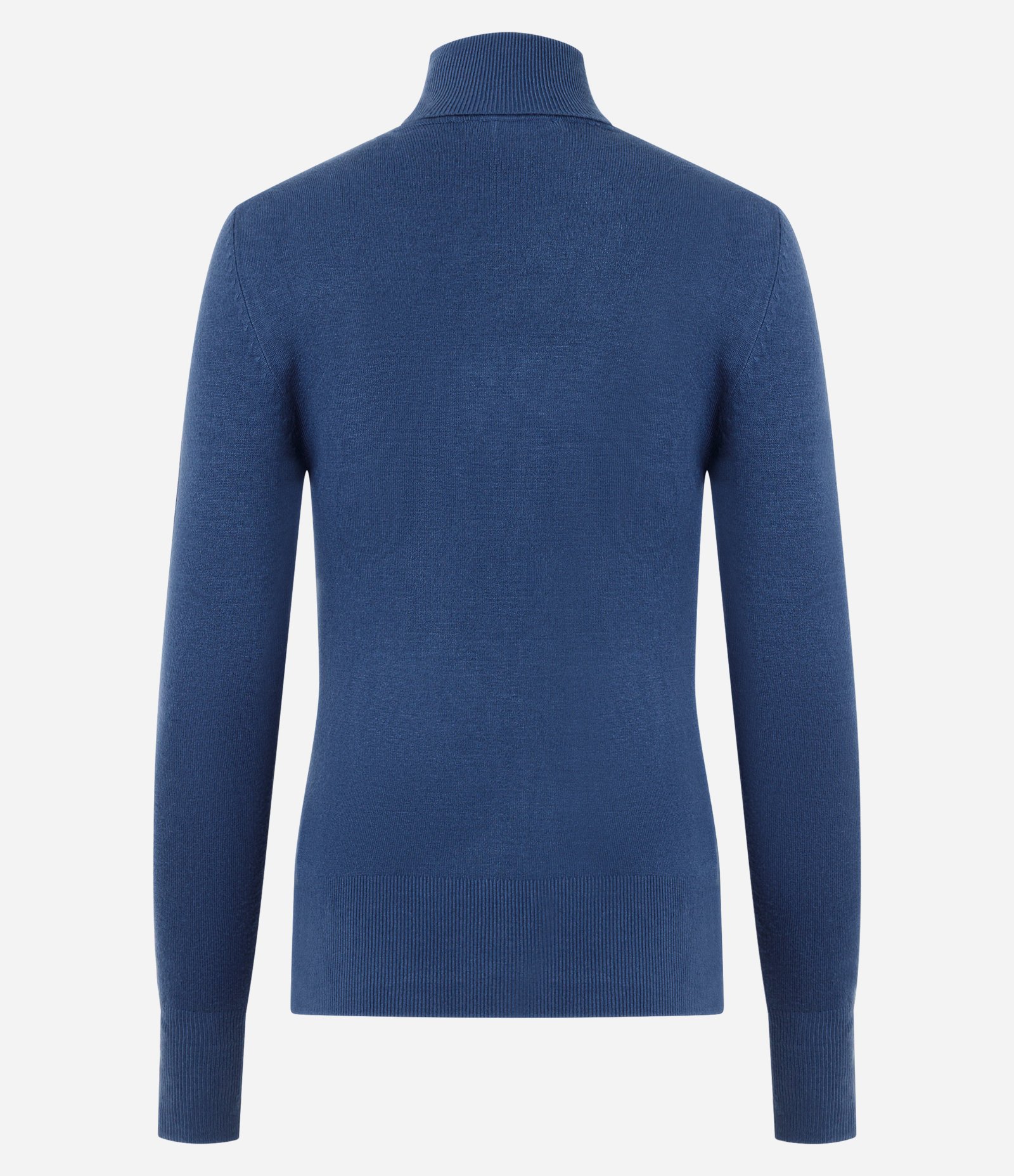 Blusa em Tricô com Gola Alta e Botões nas Mangas Azul