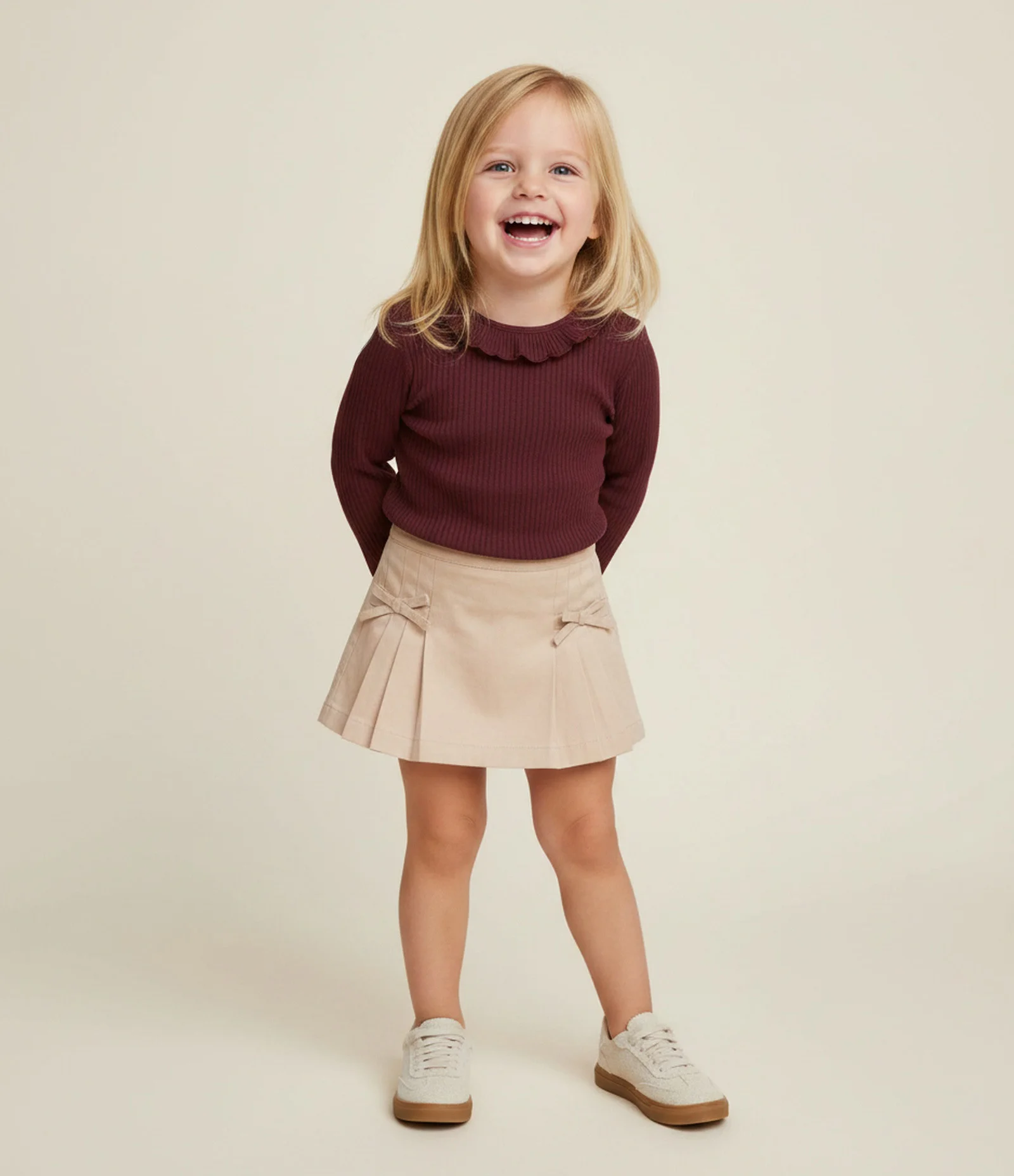 Blusa Infantil Canelada com Babado na Gola – Tam 1 a 6 Anos Bordô