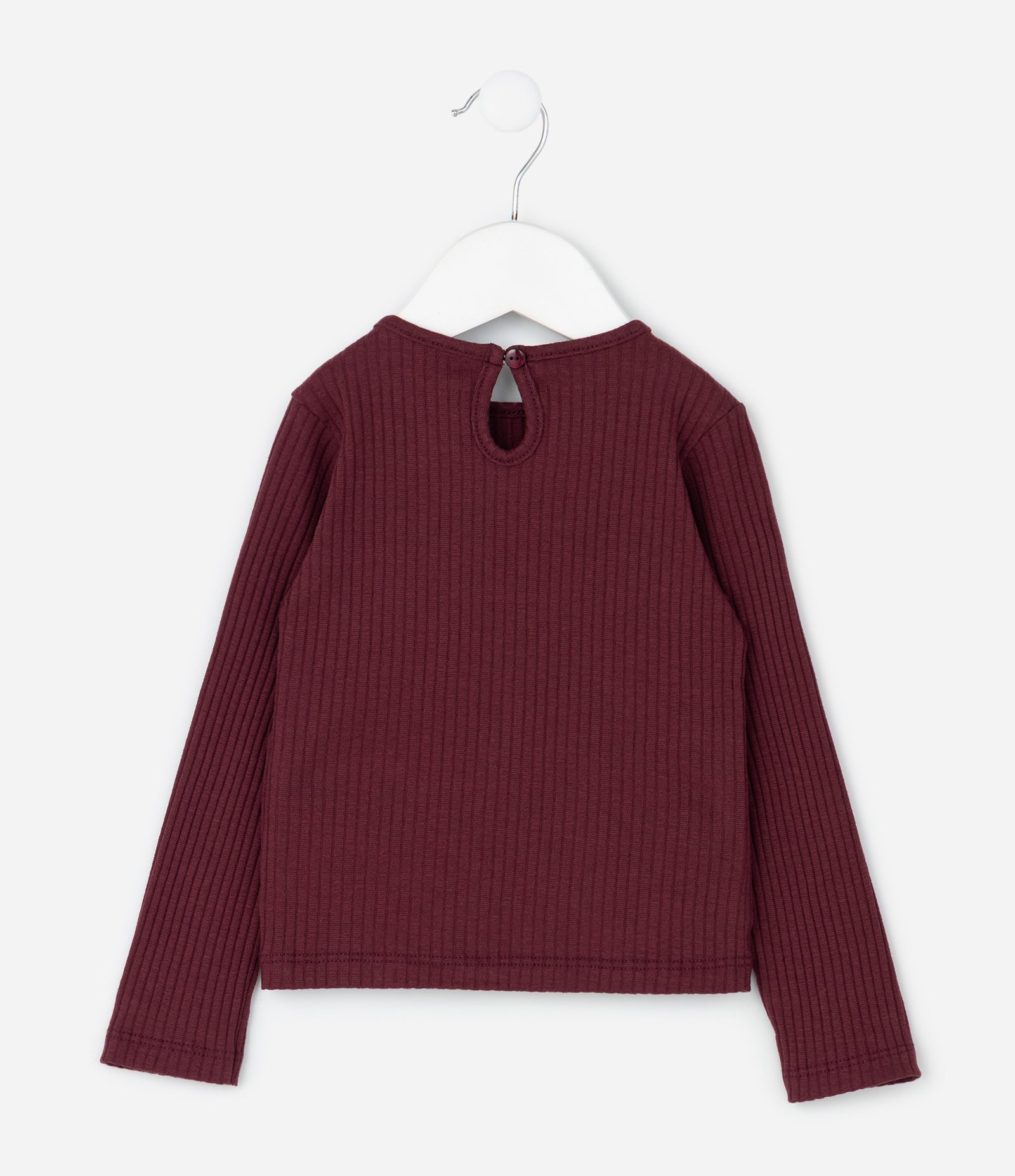 Blusa Infantil Canelada com Babado na Gola – Tam 1 a 6 Anos Bordô
