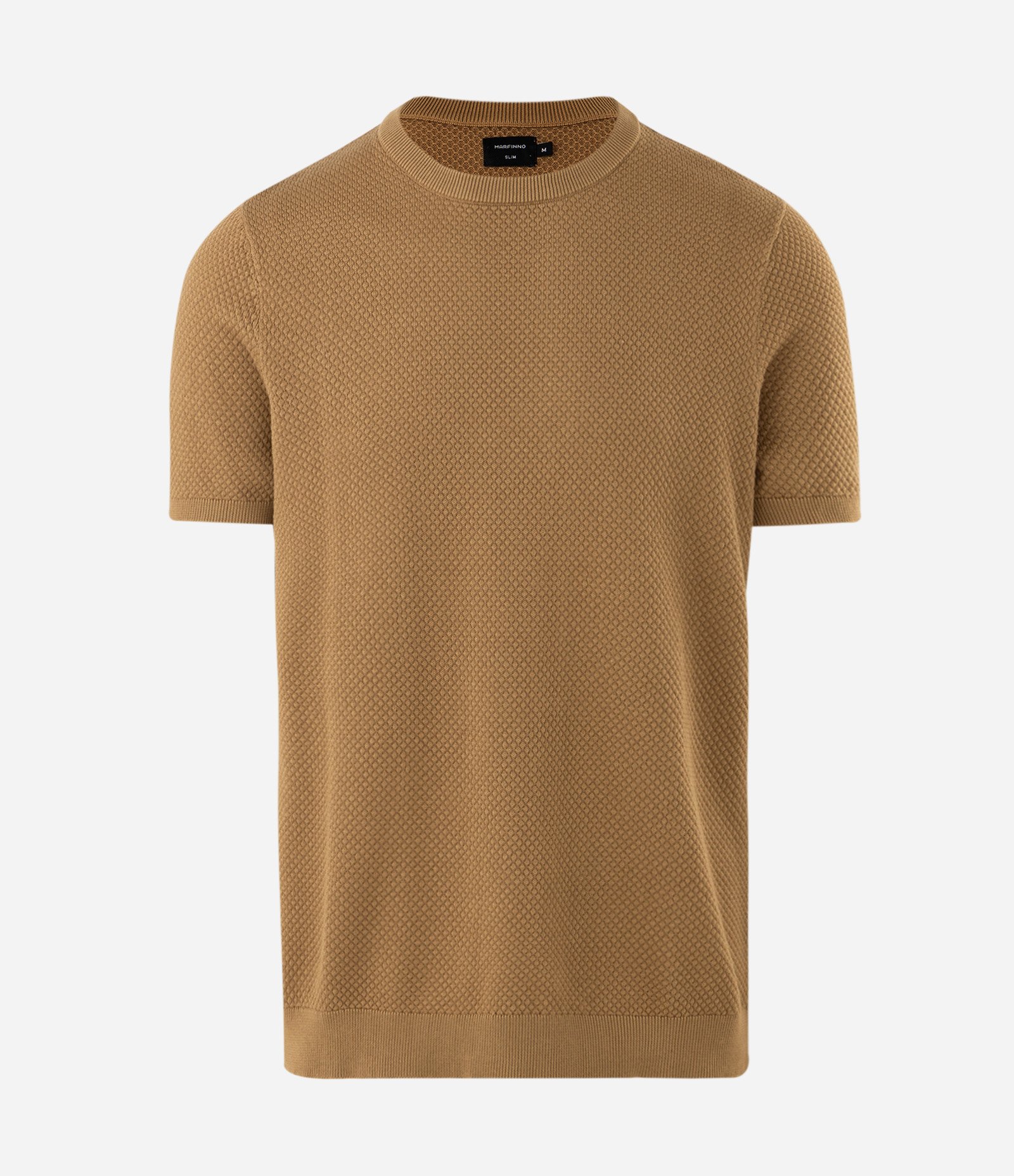 Camiseta Tricô Slim Texturizada Marrom