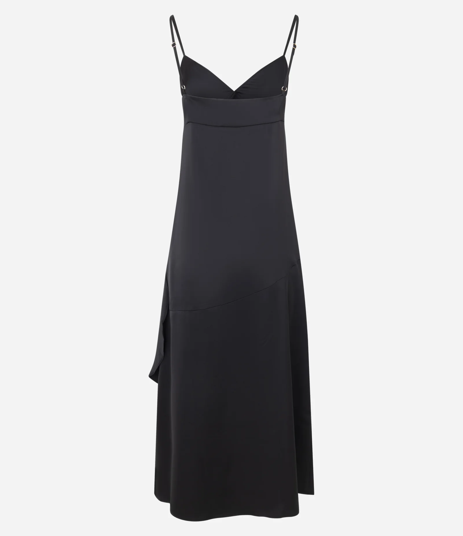 Vestido Slip Acetinado com Fenda Lateral Preto