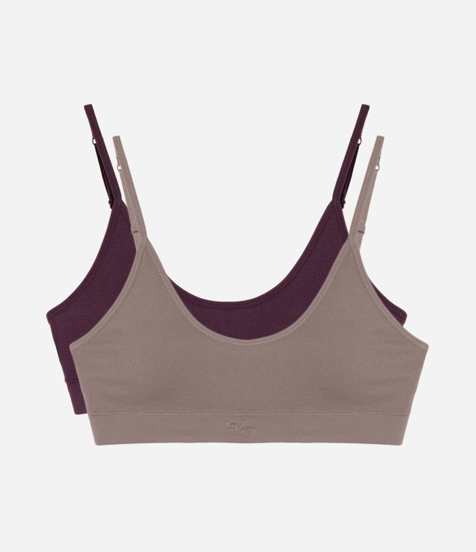 Kit 02 Sutiãs Top em Poliamida Seamless com Bojo Removível Roxo/Marrom