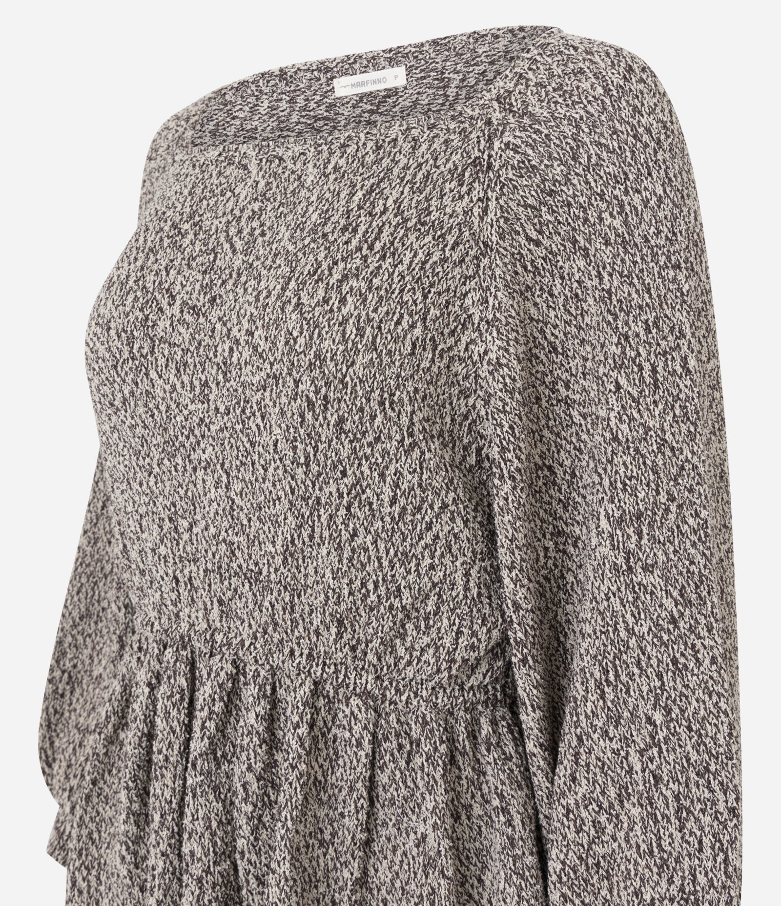 Blusa Retilínea Mesclada com Decote Canoa Marrom