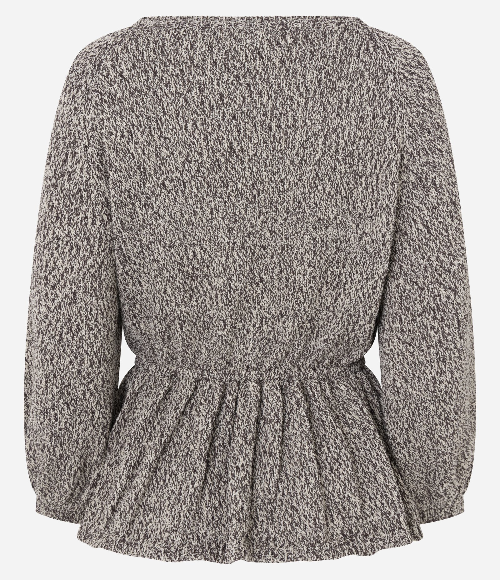 Blusa Retilínea Mesclada com Decote Canoa Marrom