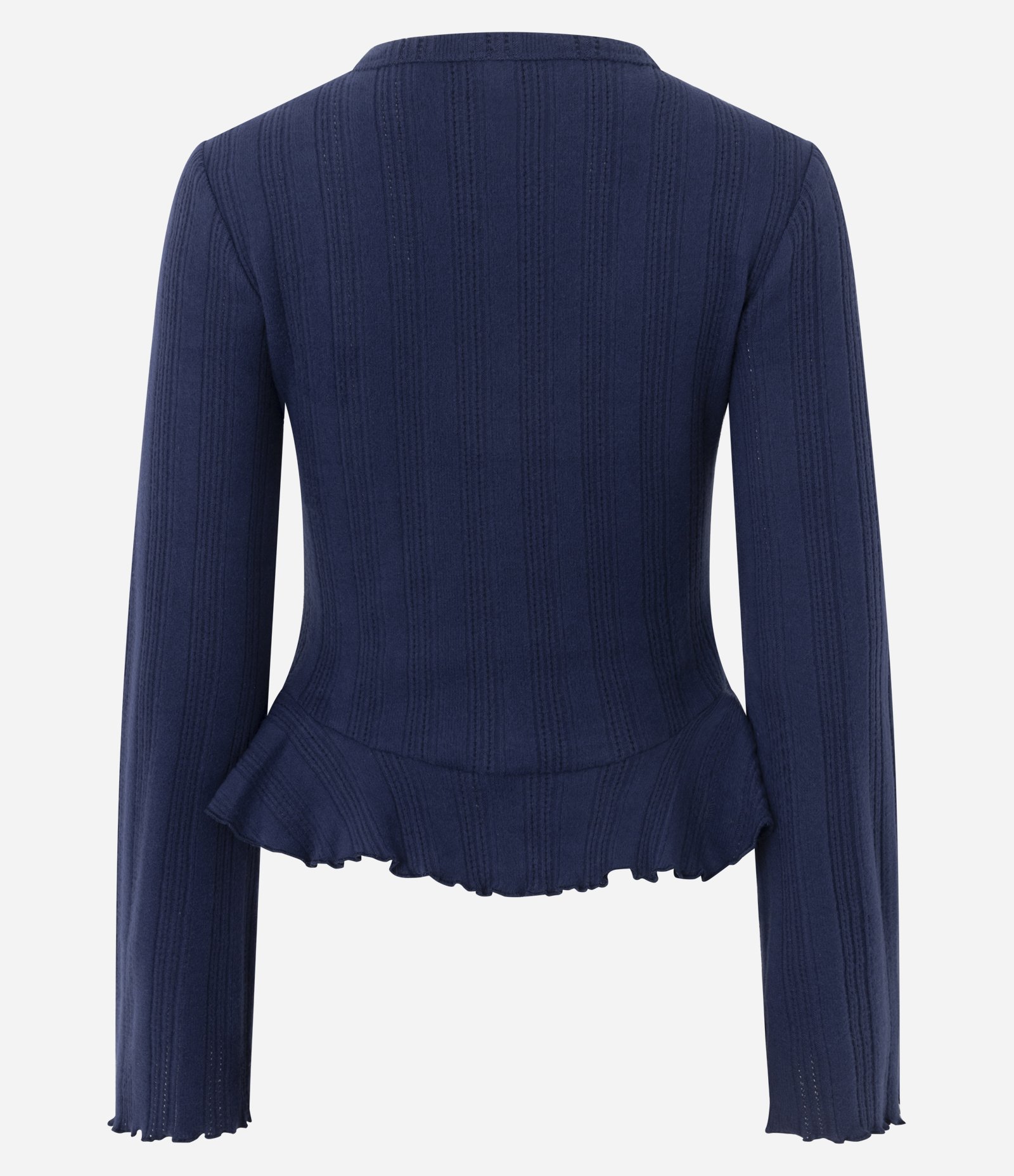 Blusa Peplum em Tricô Texturizado com Abotoamento Azul