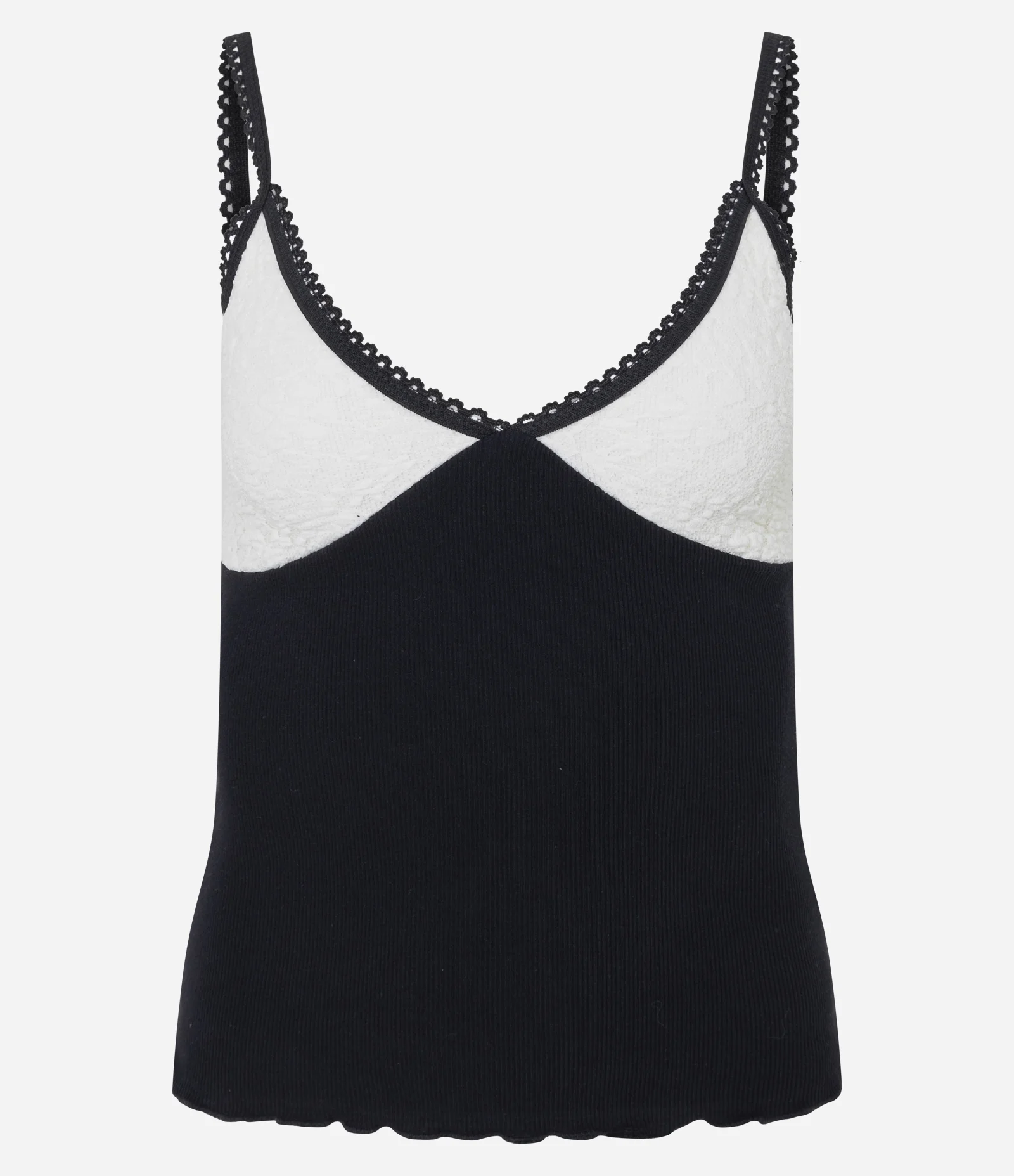 Blusa Sem Manga Texturizada com Busto em Renda Preto