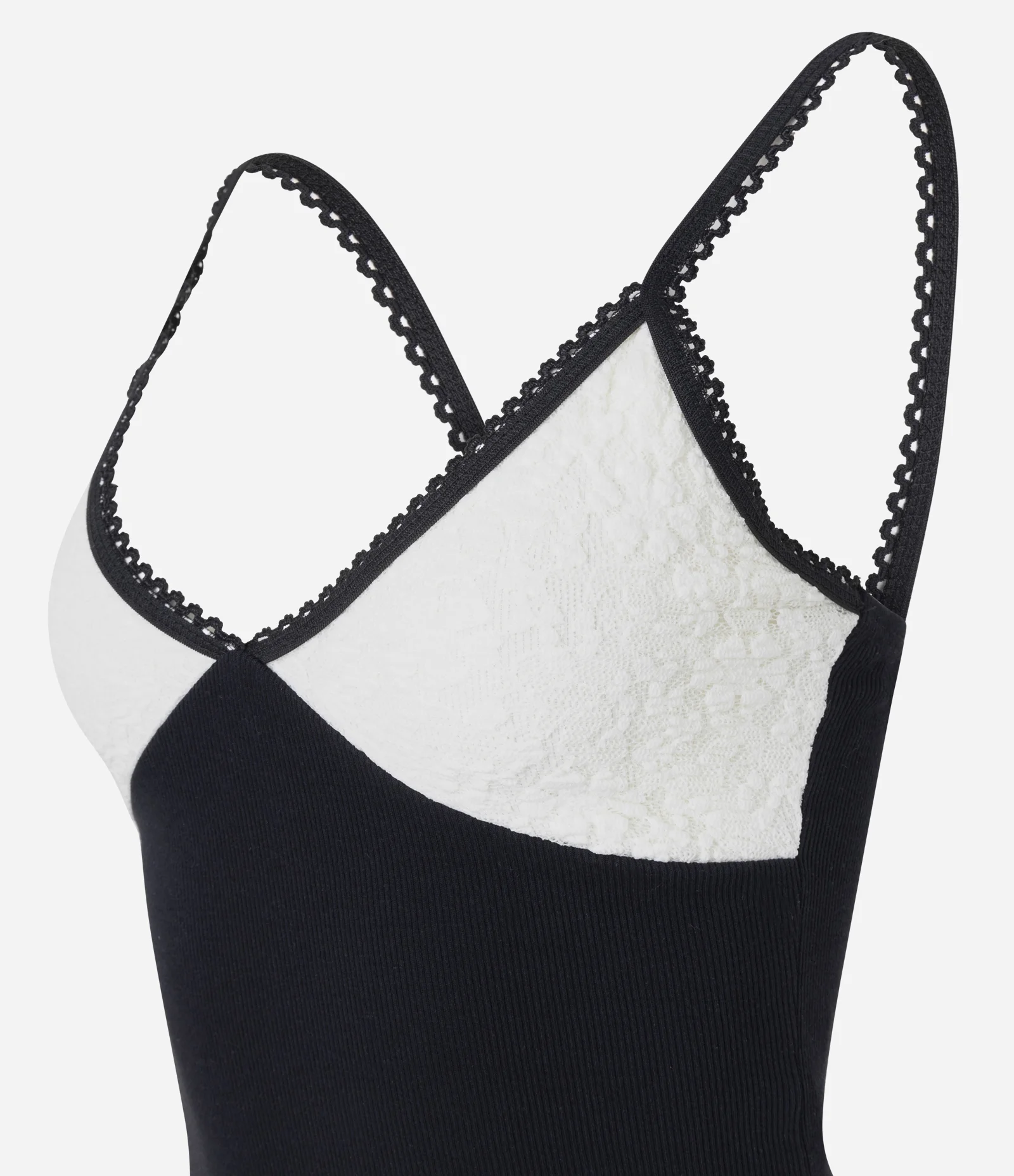 Blusa Sem Manga Texturizada com Busto em Renda Preto
