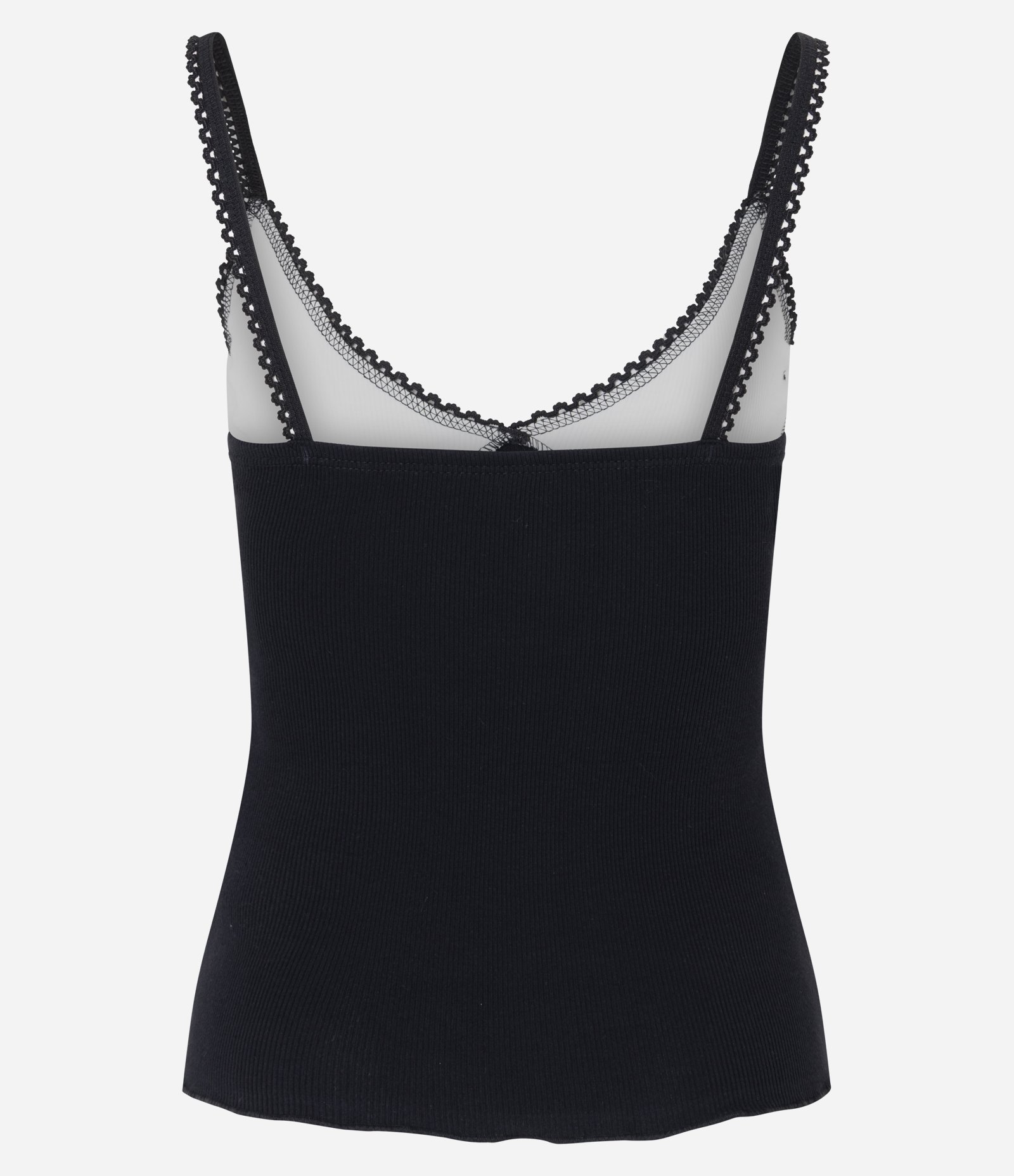 Blusa Sem Manga Texturizada com Busto em Renda Preto