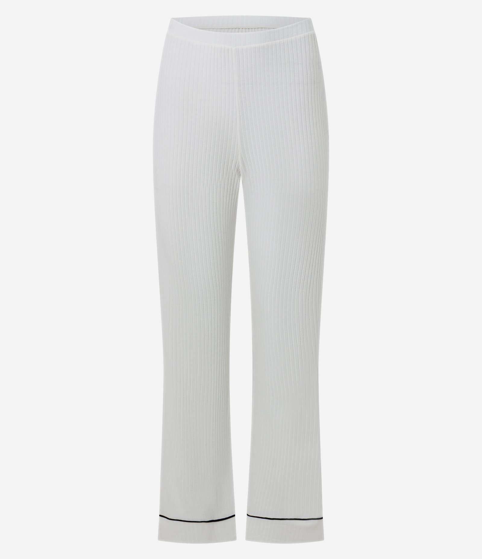 Pijama Longo em Ribana com Viés Contrastantes Branco