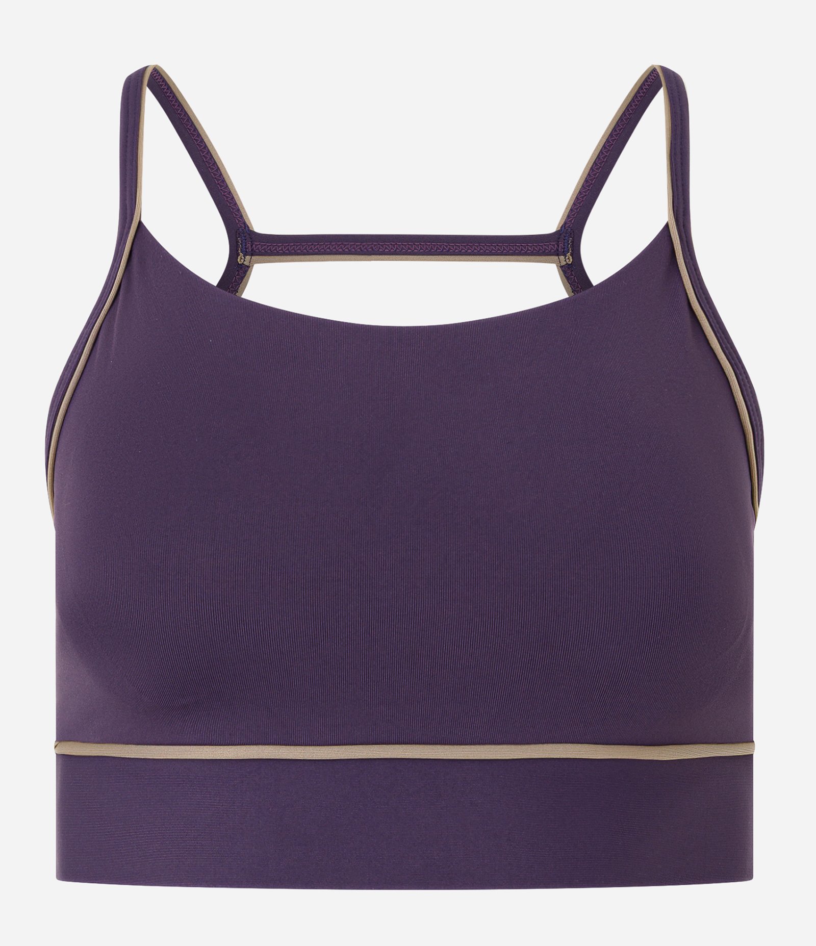 Top Alongado Esportivo com Bojo em Microfibra com Friso Contrastante Roxo