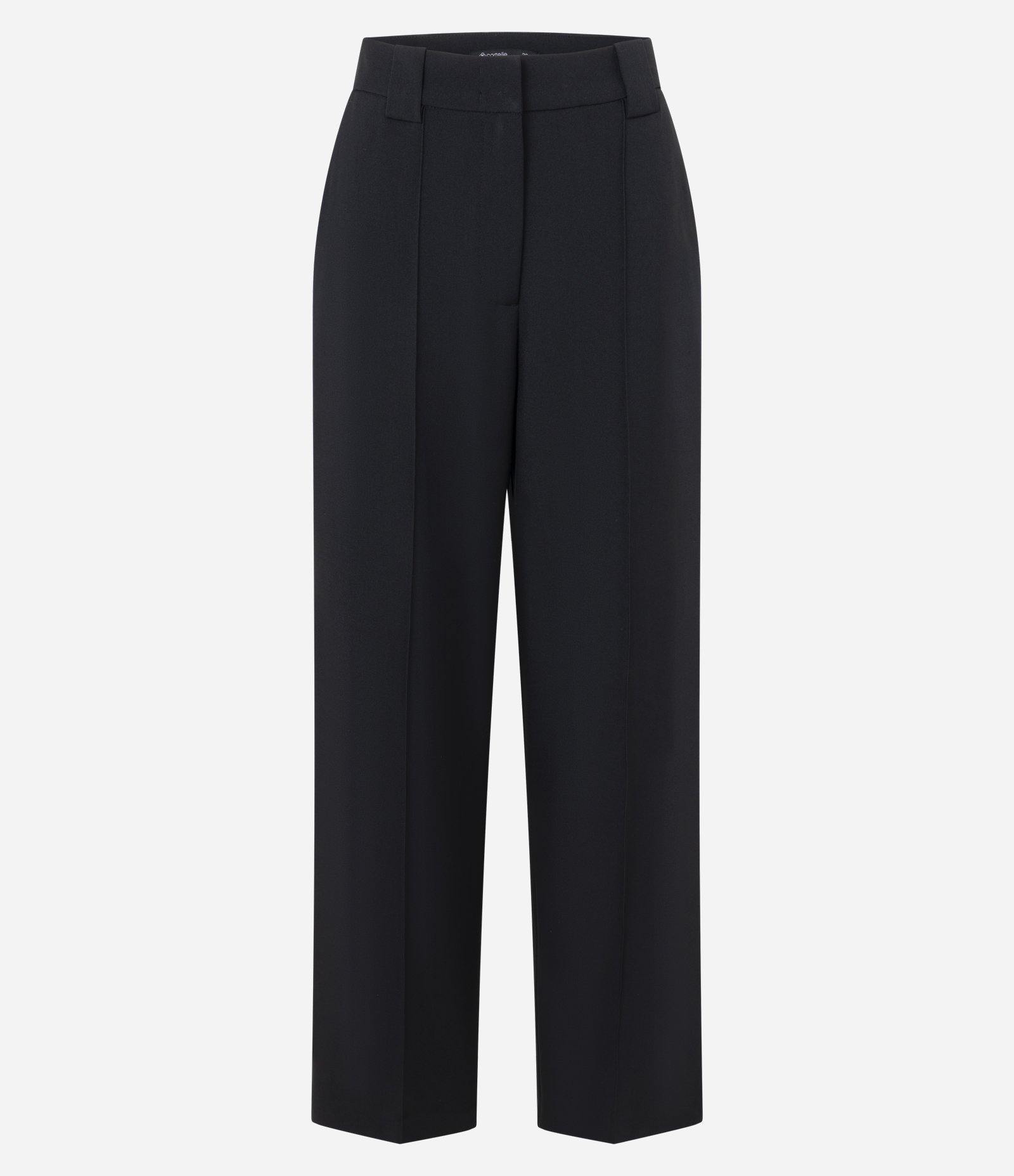 Calça Wide Leg em Alfaiataria com Cós Liso e Pregas Frontais Preto